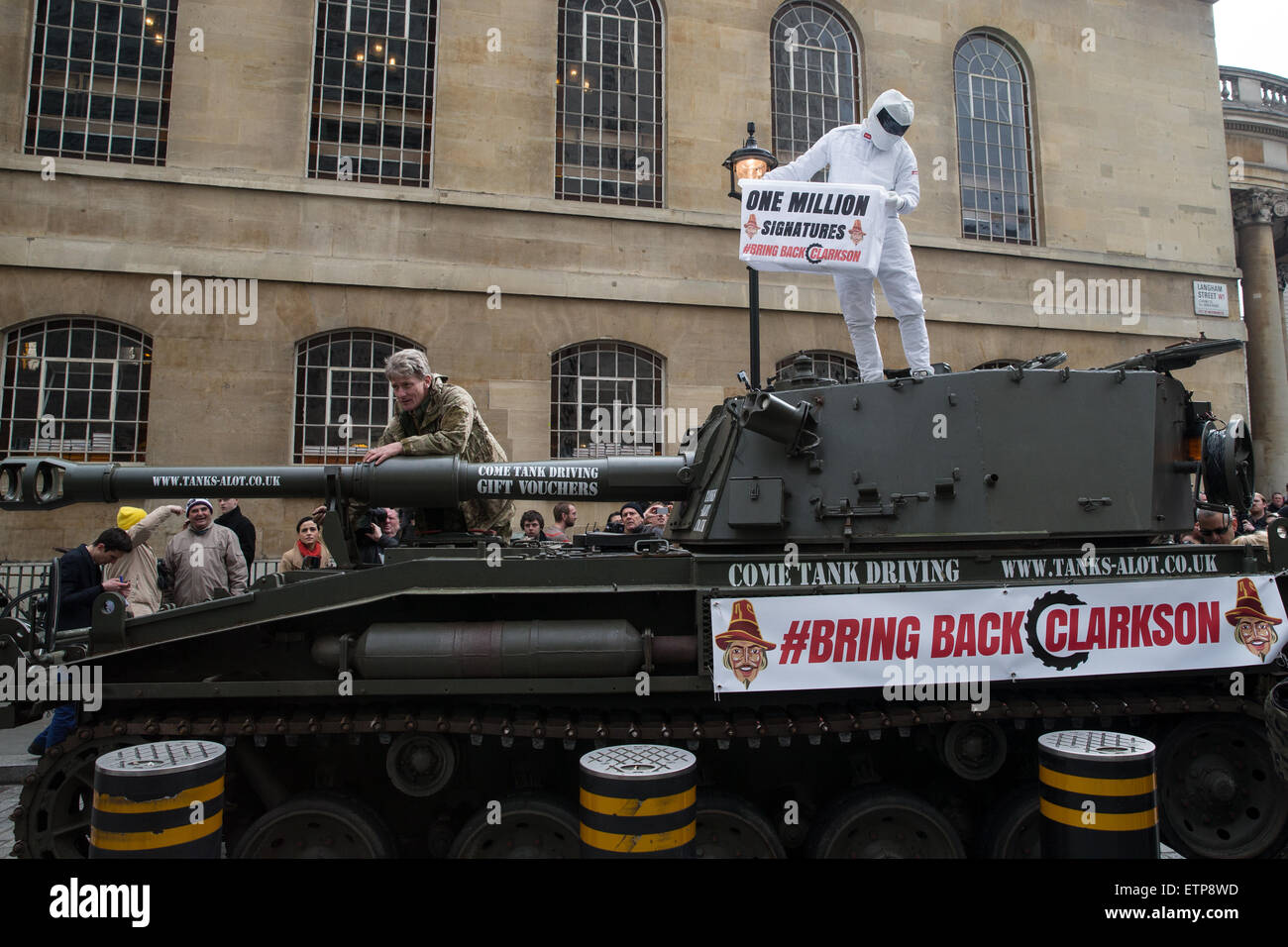 BBC Top Gear's, 'The Stig', drives to BBC Broadcasting House, Portland ...