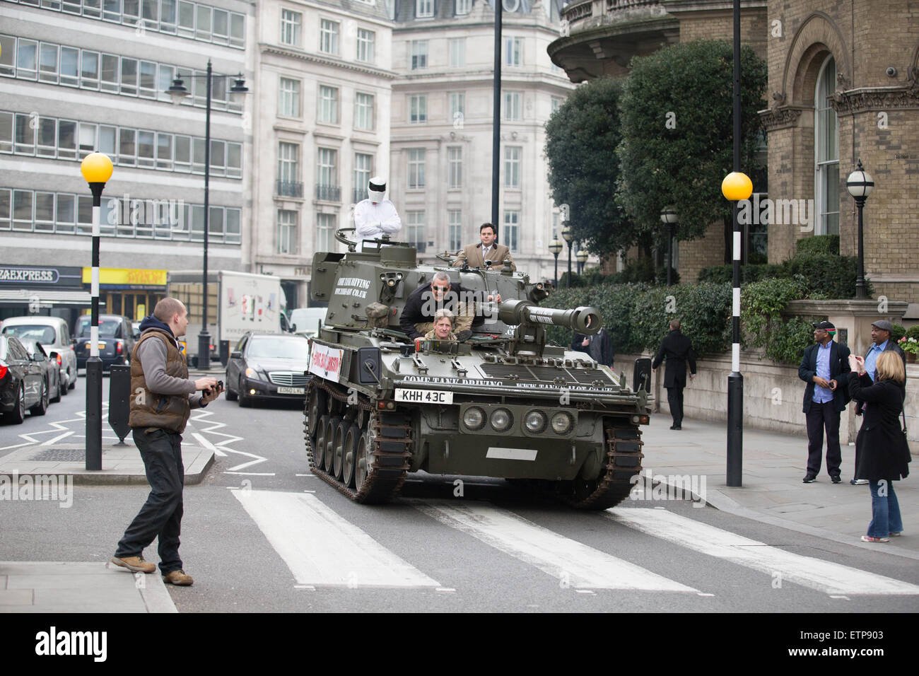 BBC Top Gear's, 'The Stig', drives to BBC Broadcasting House, Portland ...