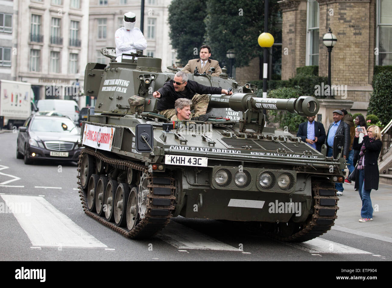 BBC Top Gear's, 'The Stig', drives to BBC Broadcasting House, Portland ...
