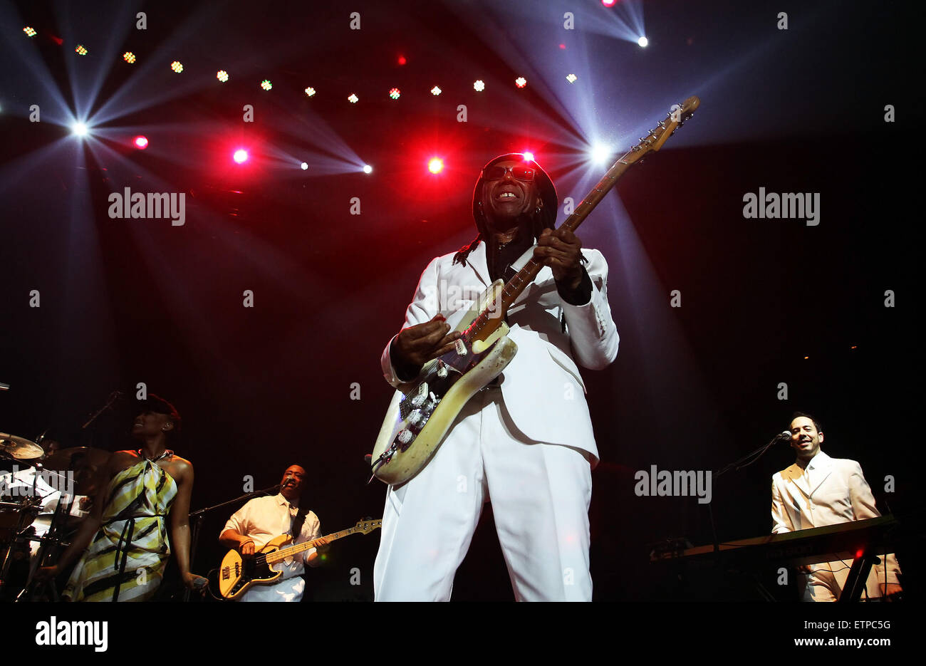 Chic featuring Nile Rodgers performing on stage at the Roundhouse ...