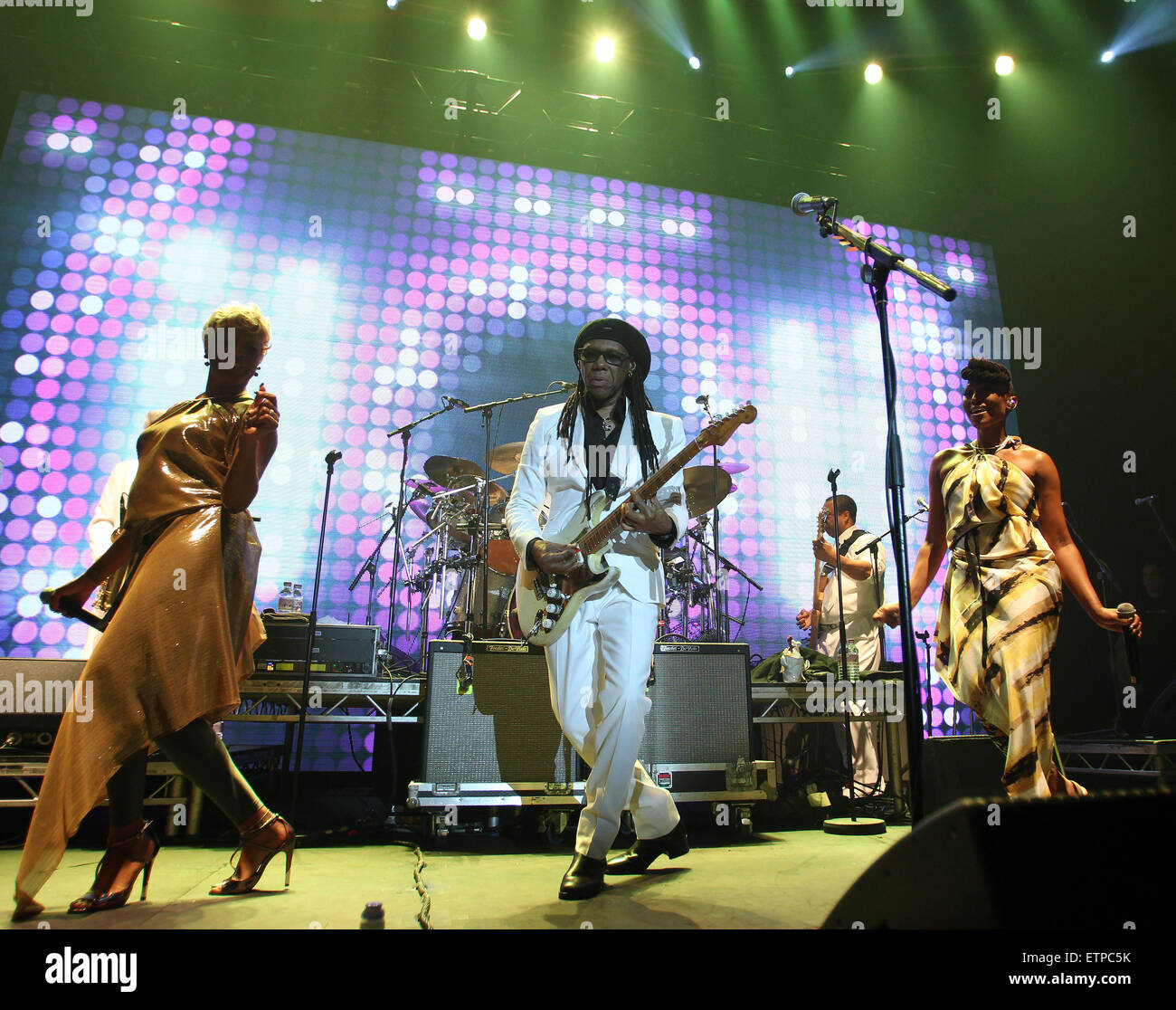 Chic featuring Nile Rodgers performing on stage at the Roundhouse ...