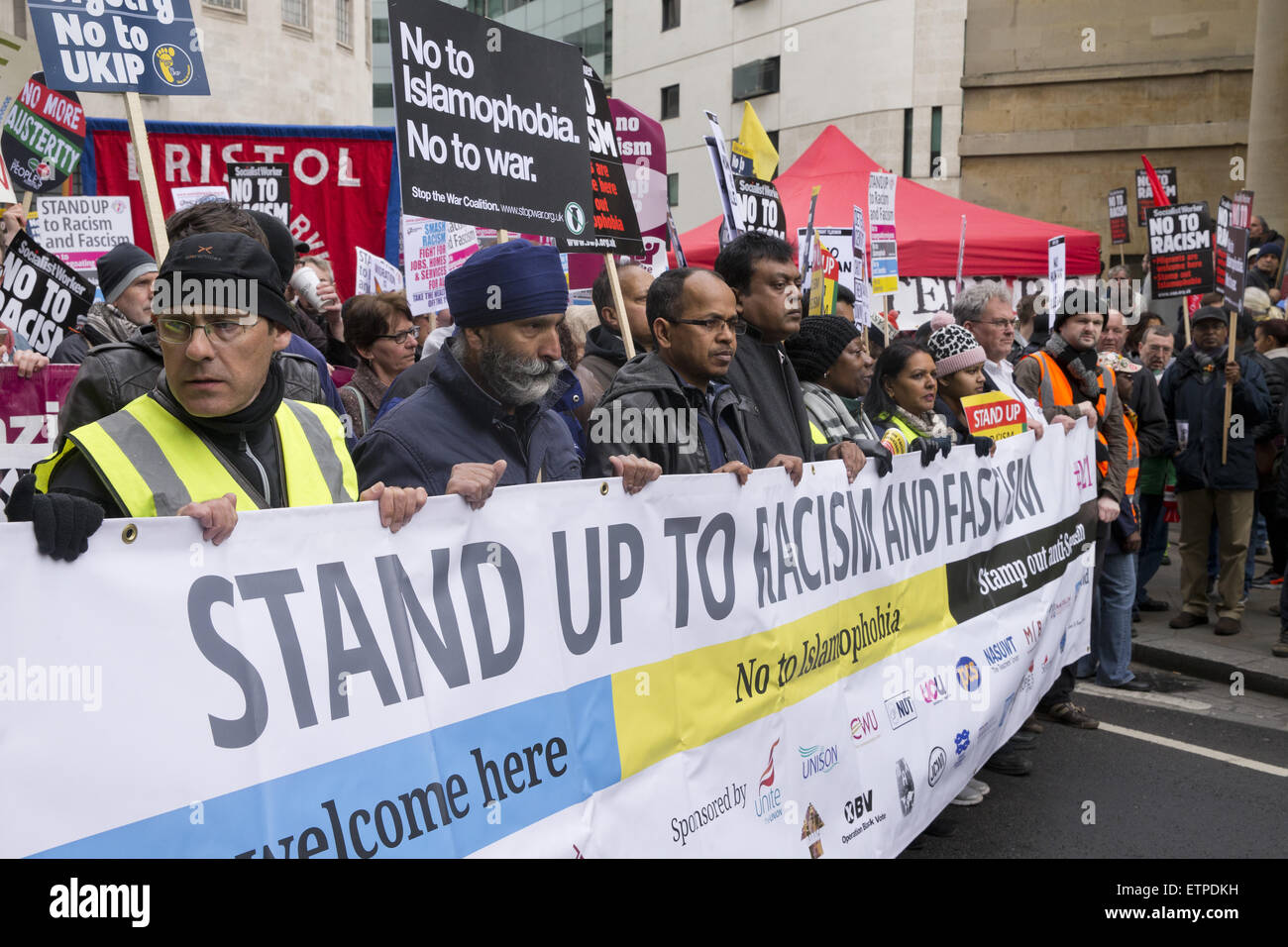 Demonstrators at an Anti-fascist protest in London Featuring ...