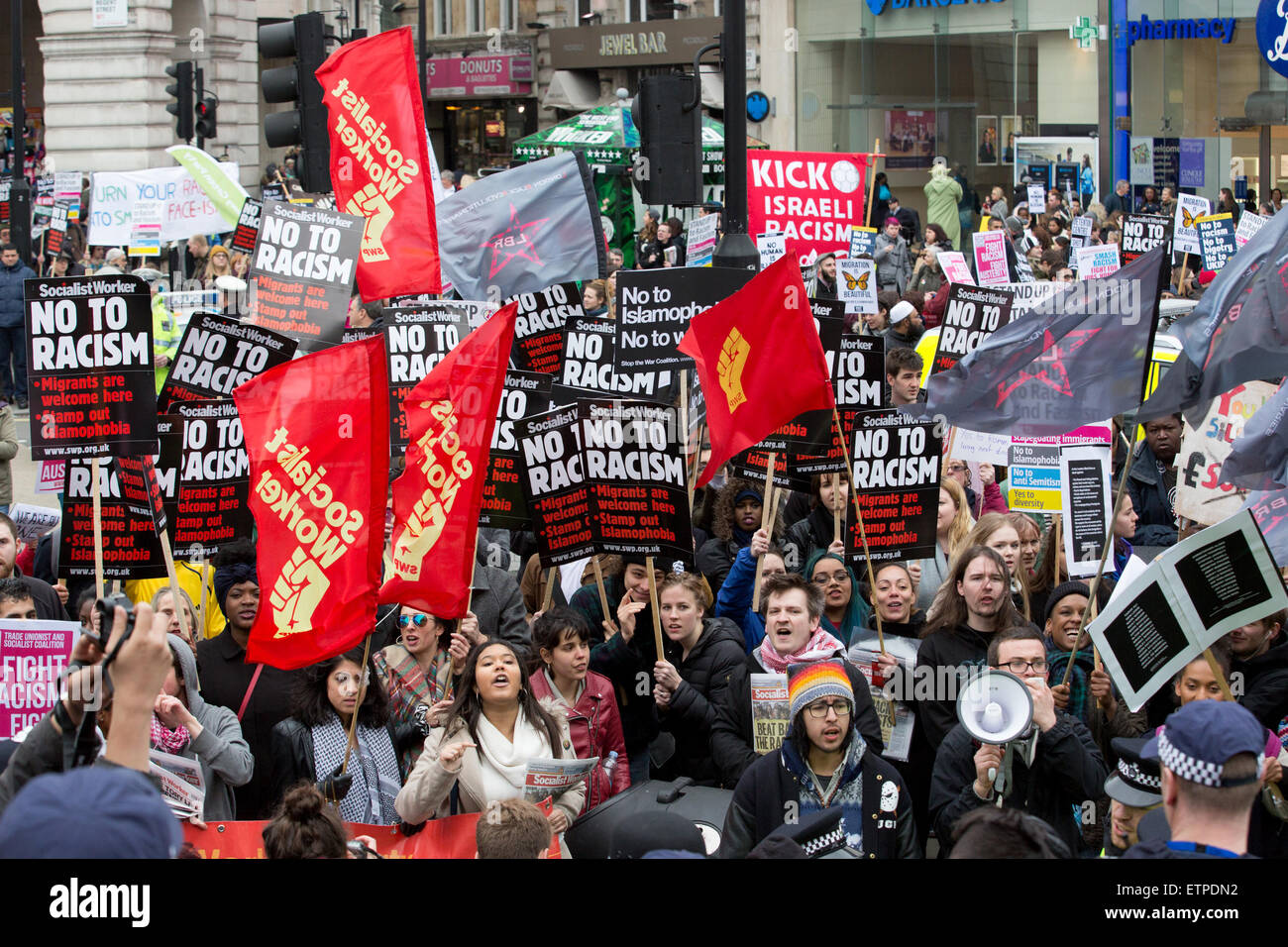 Large anti-racist march organised by UAF meets a counter demonstration ...