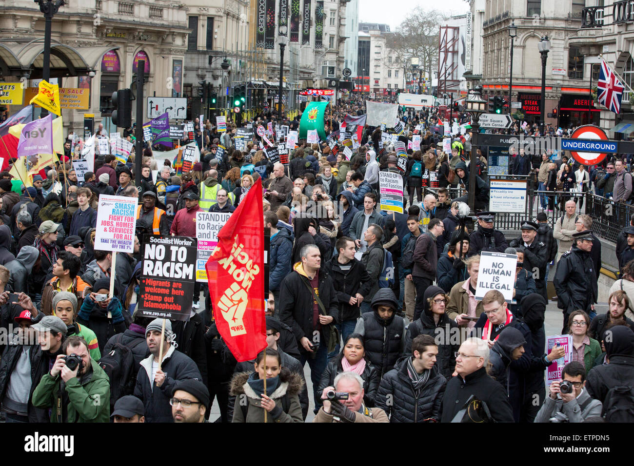 Large anti-racist march organised by UAF meets a counter demonstration ...