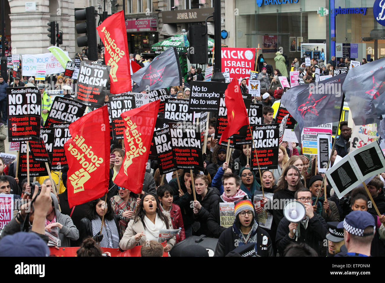 Large anti-racist march organised by UAF meets a counter demonstration ...