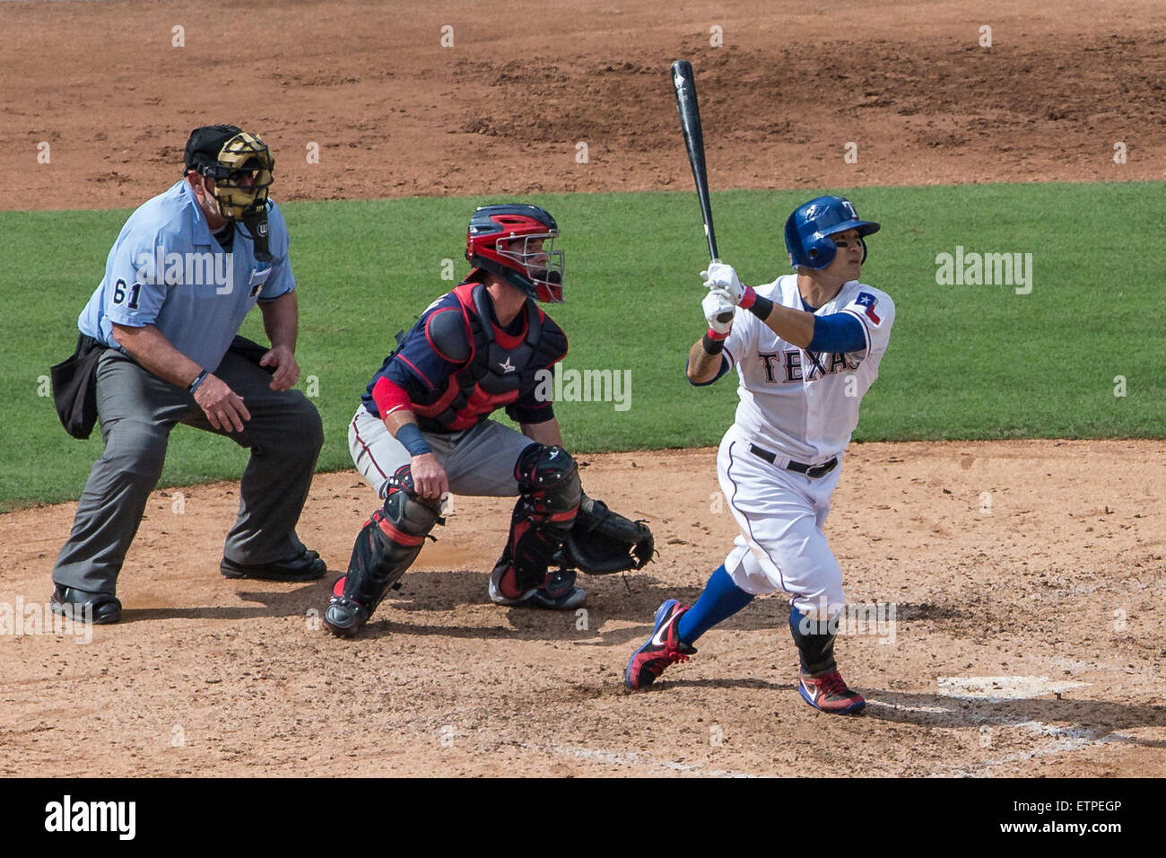 Arlington, TX, USA. 13th June, 2015. Texas Rangers right fielder Shin ...