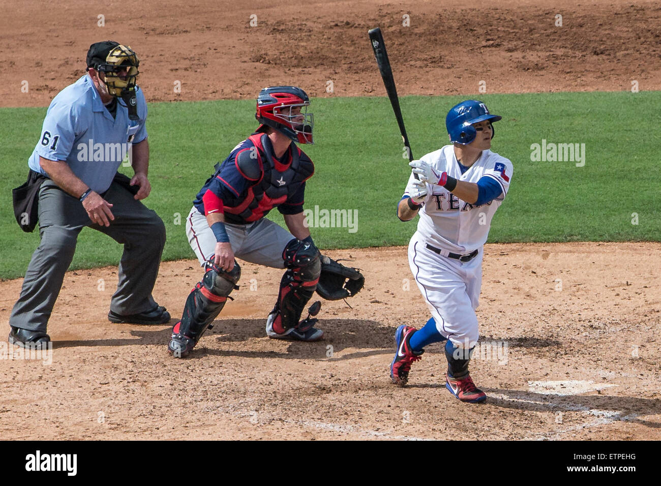 Arlington, TX, USA. 13th June, 2015. Texas Rangers right fielder Shin ...