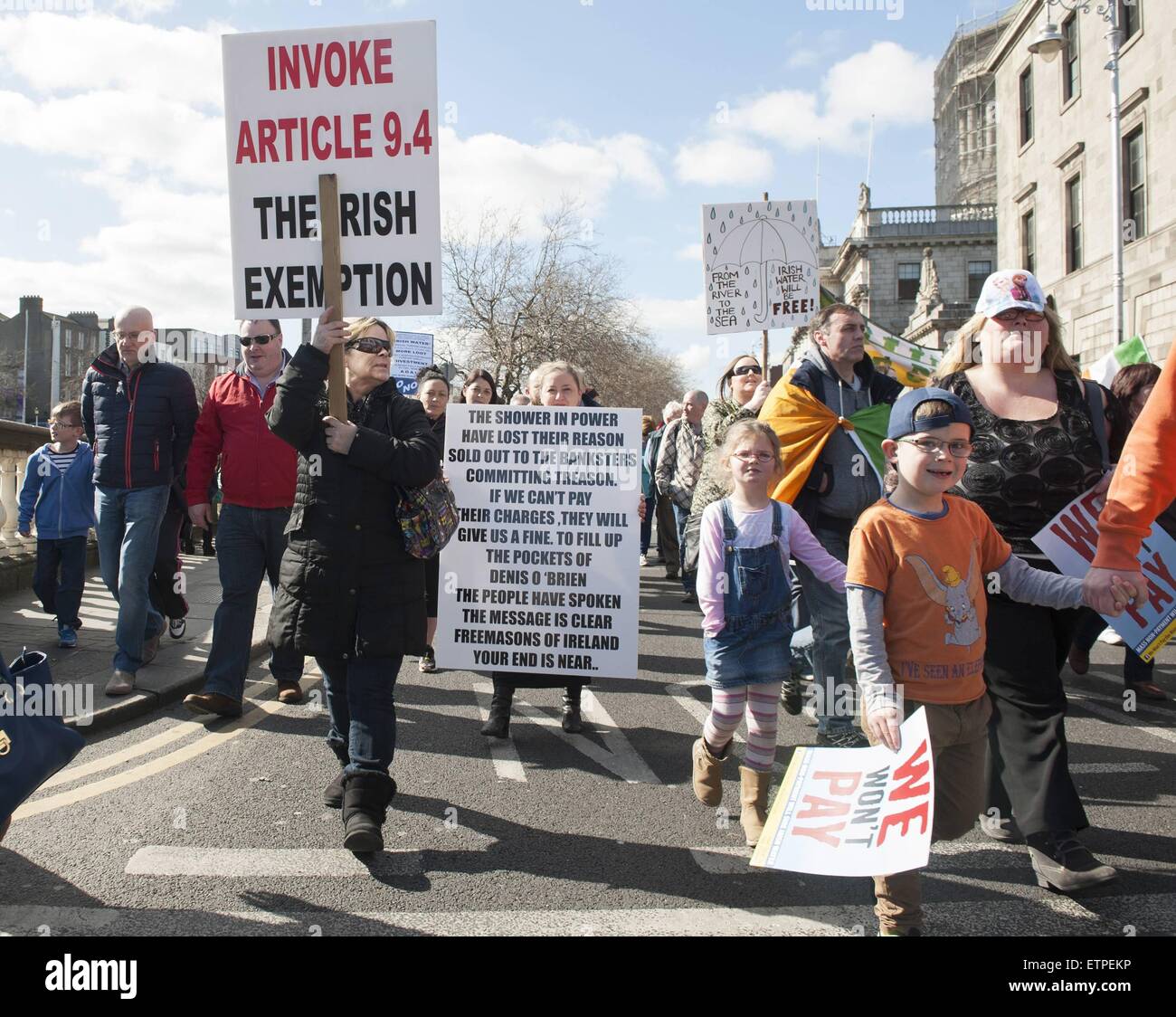 Thousands of Irish Water protesters representing many regions pass by ...