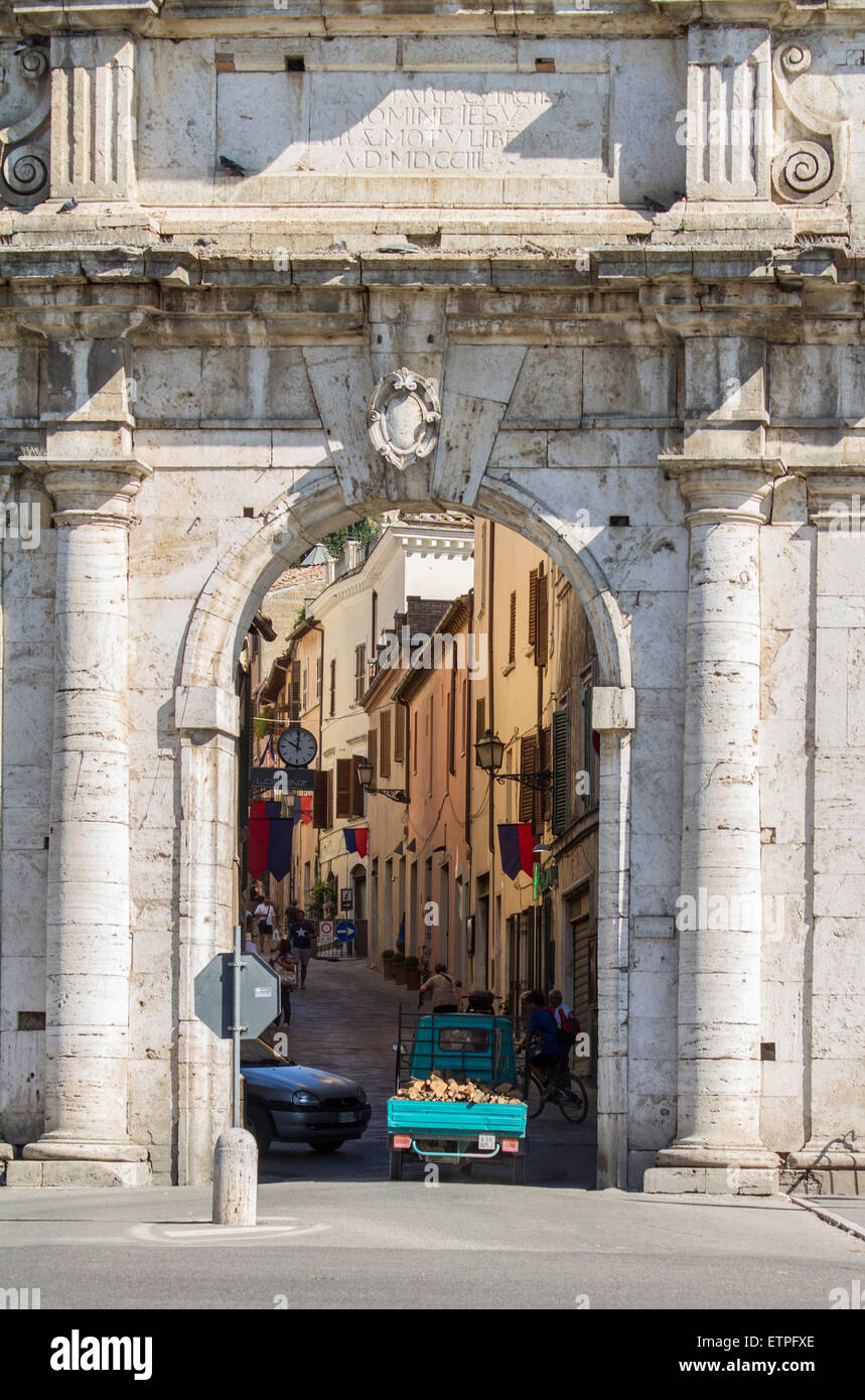 Town gate of Amelia with street, Umbria, Italy Stock Photo - Alamy