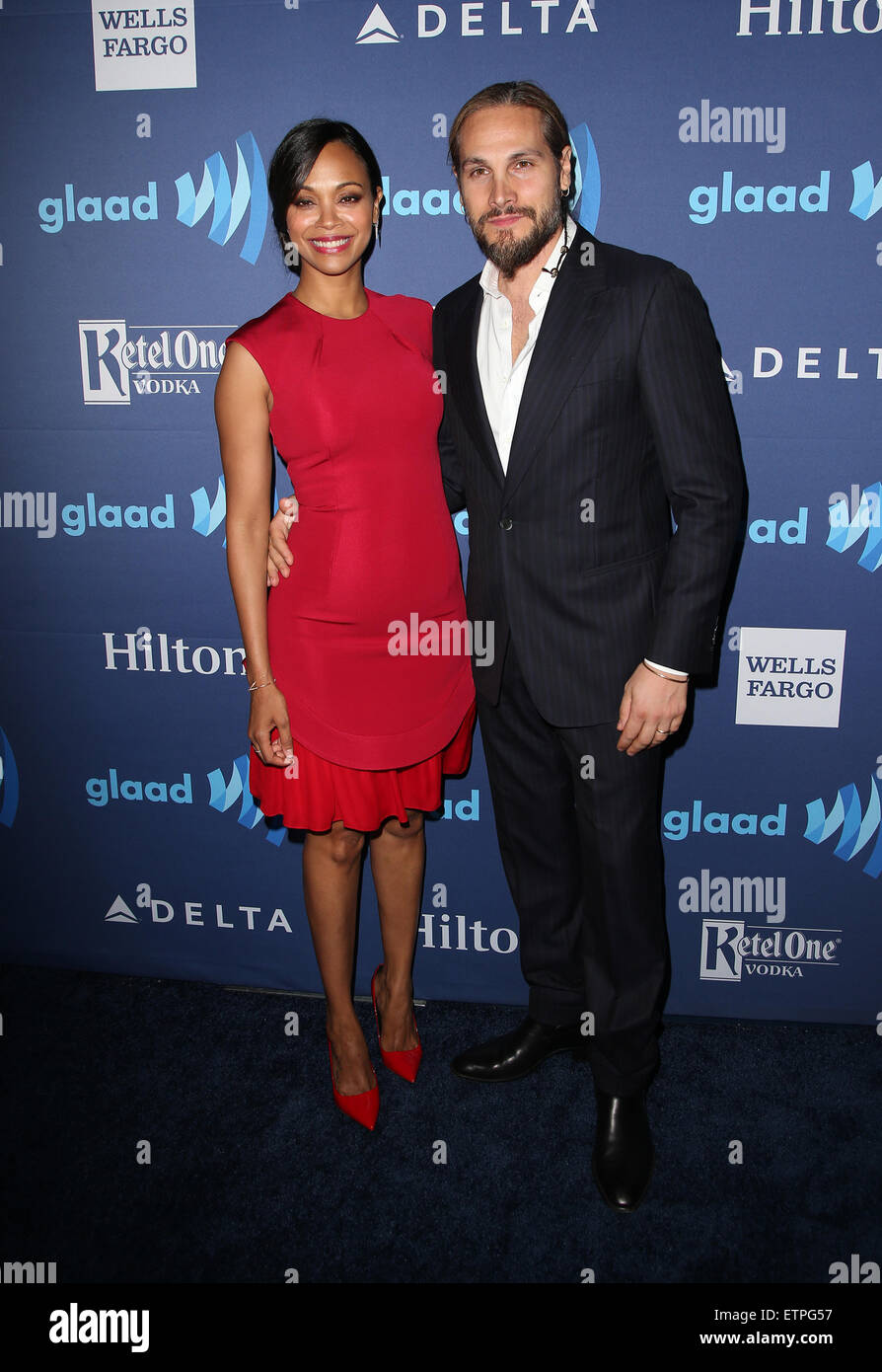 26TH ANNUAL GLAAD MEDIA AWARDS Featuring: Zoe Saldana, Marco Perego ...