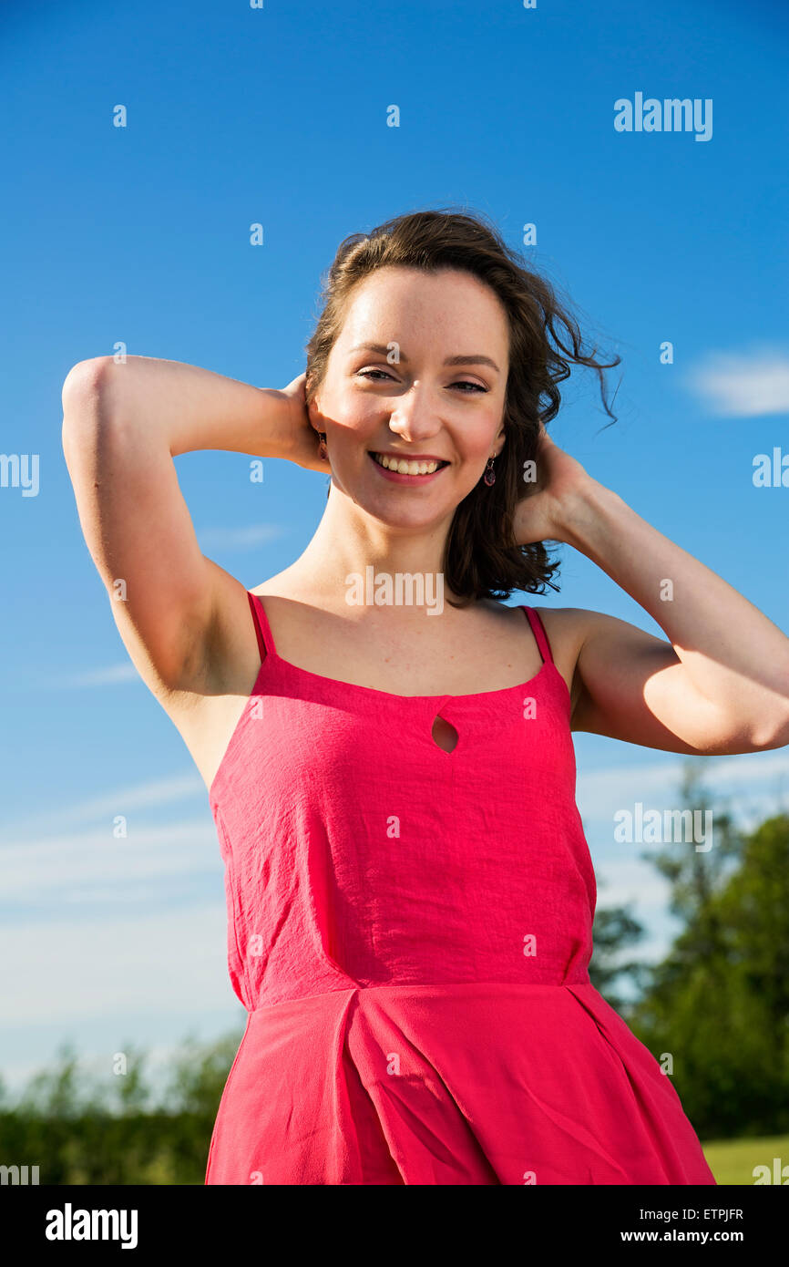 Sweet and elegant young lady look romantic Stock Photo - Alamy
