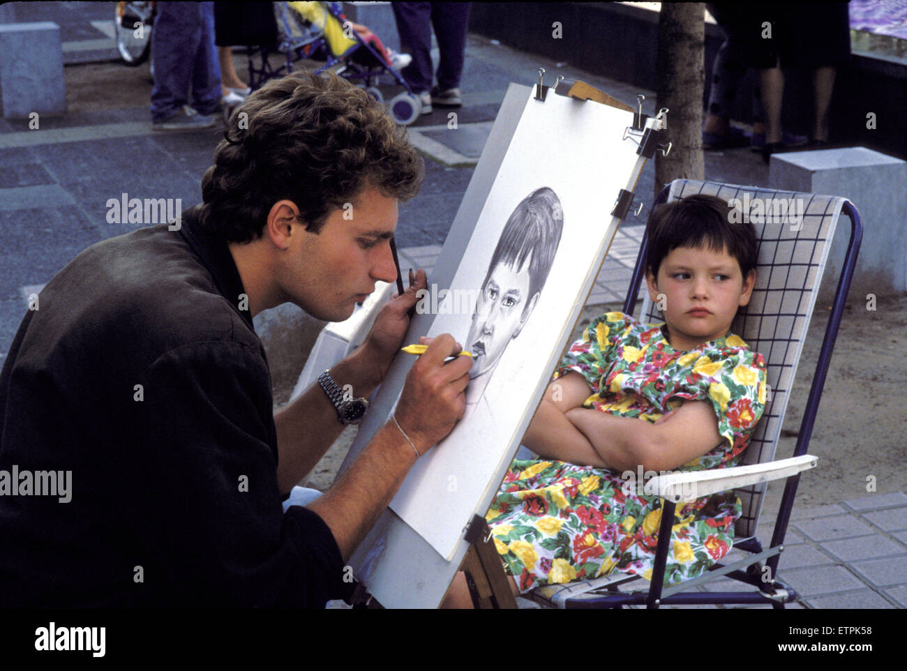 BEL, Belgium, Antwerp, portrait painter at the Mair street. BEL ...
