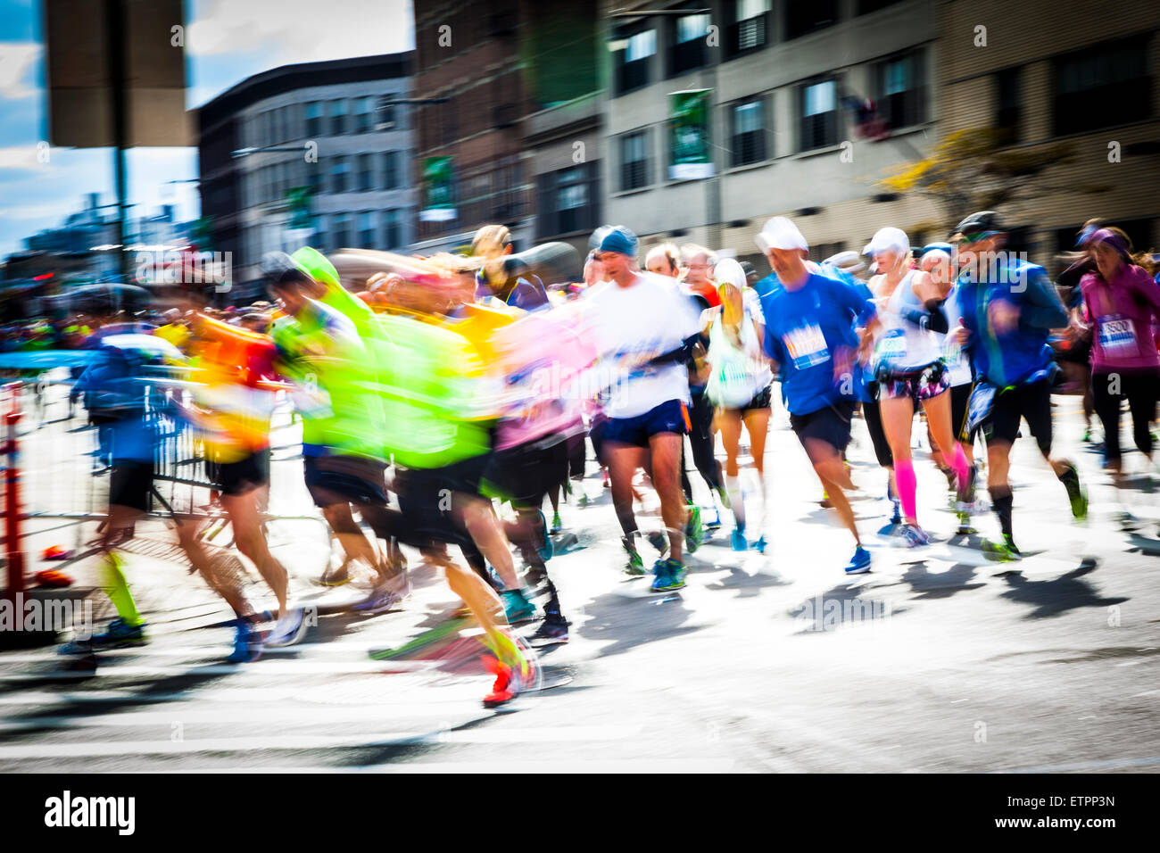 marathon runners at New York International Marathon 2014 Stock Photo ...