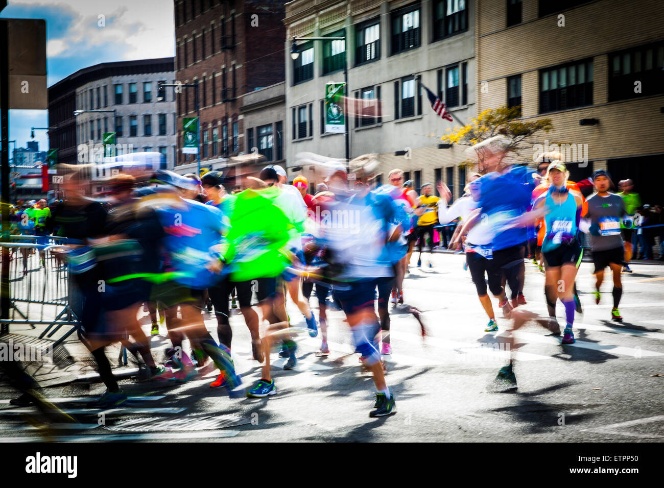 marathon runners at New York International Marathon 2014 Stock Photo ...