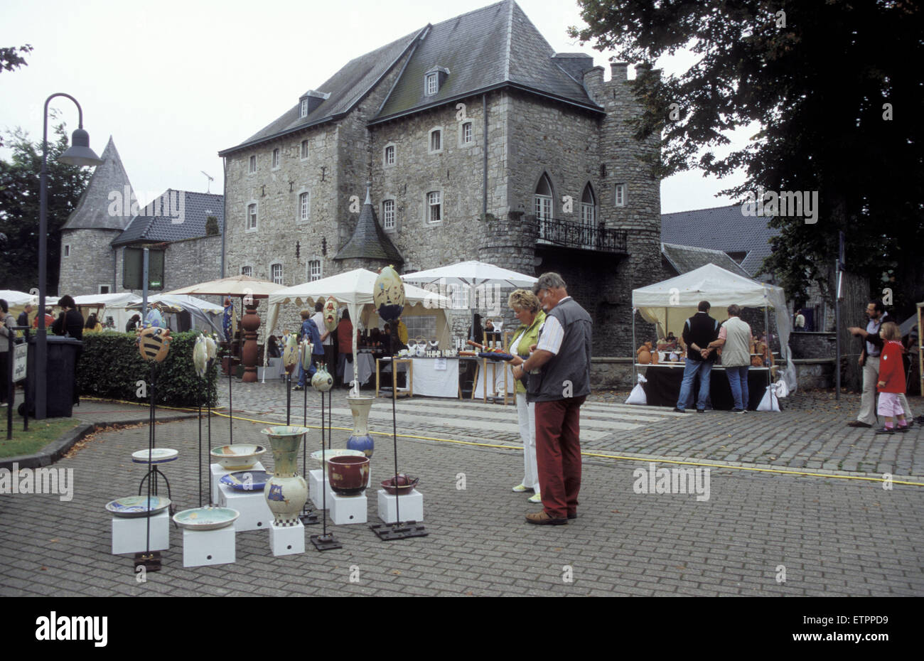 BEL, Belgium, Eastbelgium, Raeren, pottery market at castle Raeren. BEL ...