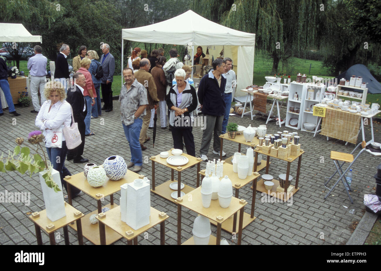 BEL, Belgium, Eastbelgium, Raeren, pottery market at castle Raeren. BEL ...