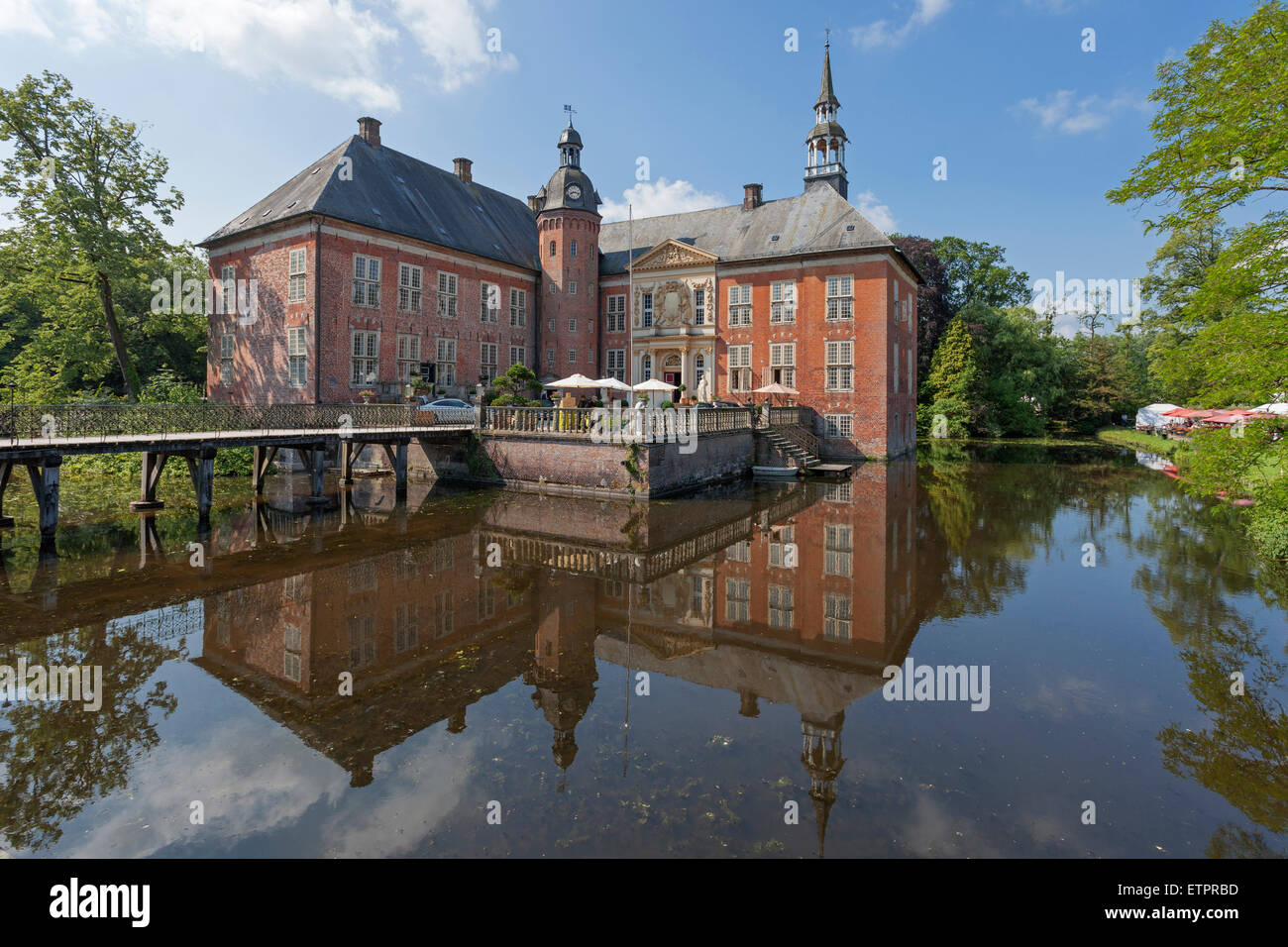 Moated castle, countryside on castle Goedens, Sande, Frisia, Eastern ...