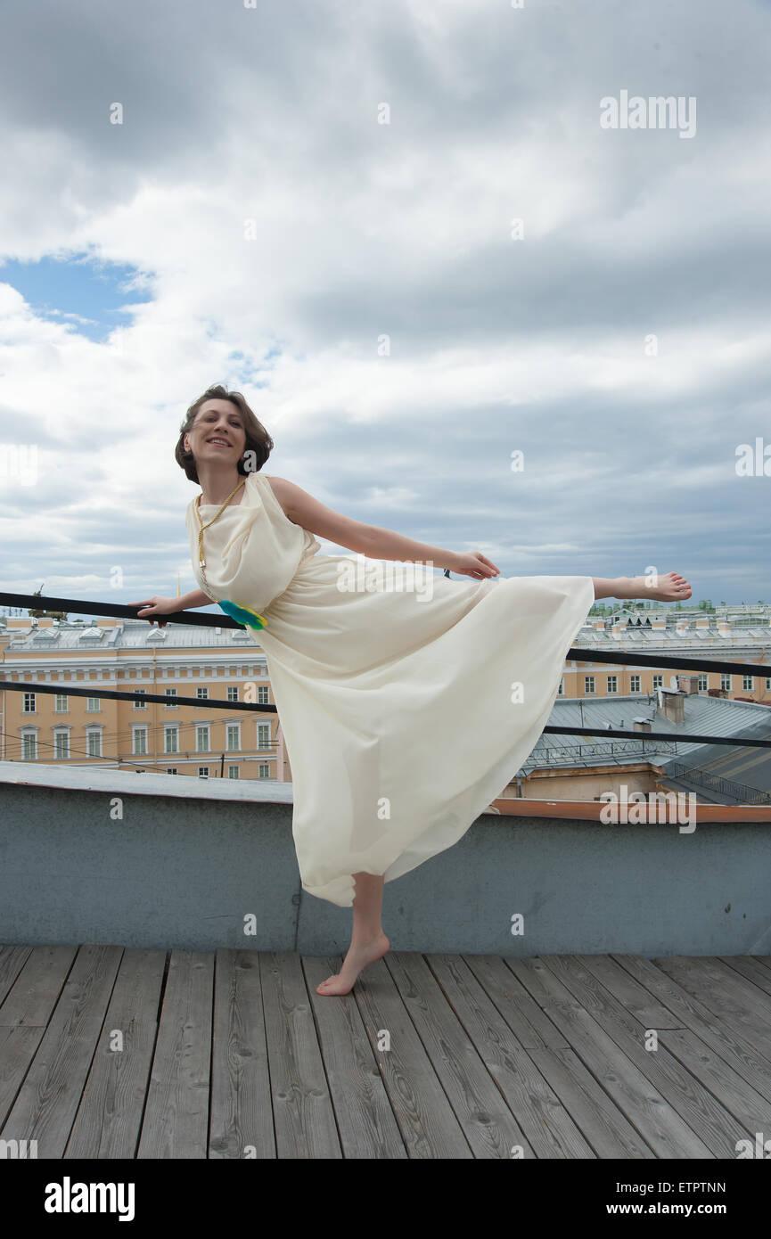 Barefoot woman white dress hi-res stock photography and images - Alamy