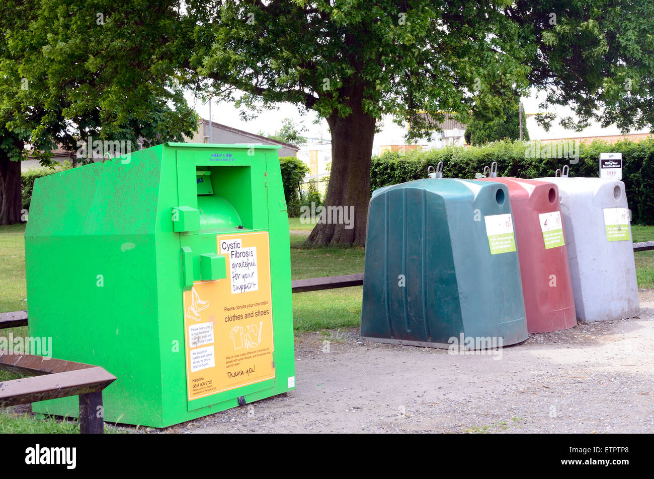 A recycling station at Whitley, Reading Stock Photo - Alamy