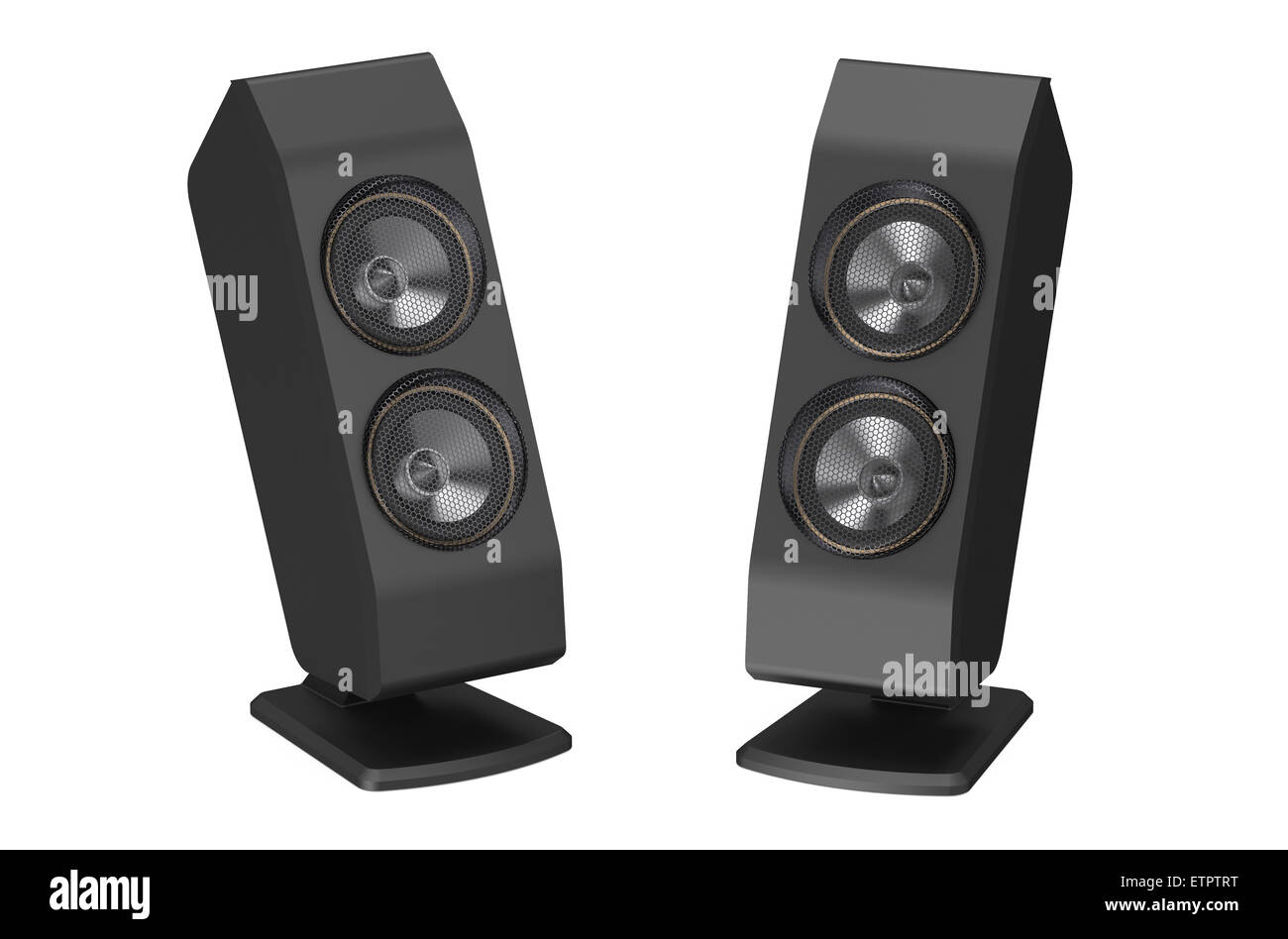 Two loudspeakers isolated on white background Stock Photo - Alamy