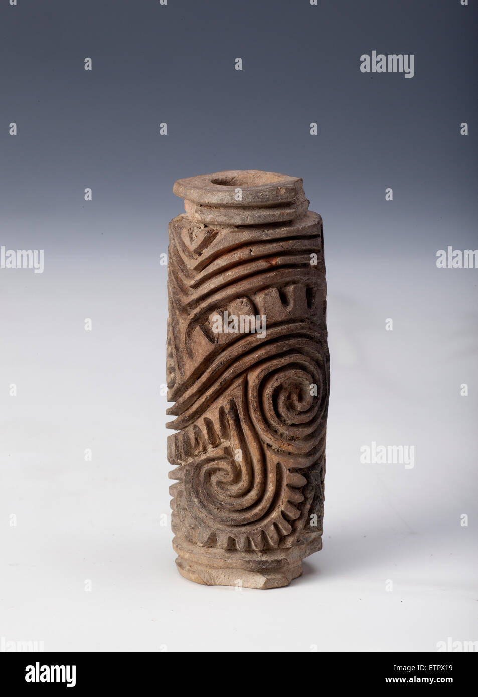 seal, signet with decorum in argil or clay, ancient art of ecuador ...