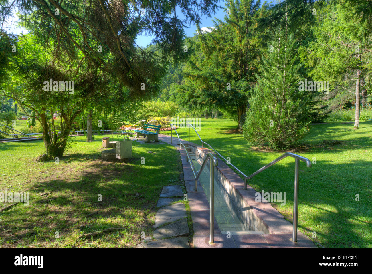 Max Krause garden in Mittenwald, summer, Bavaria, Upper Bavaria ...