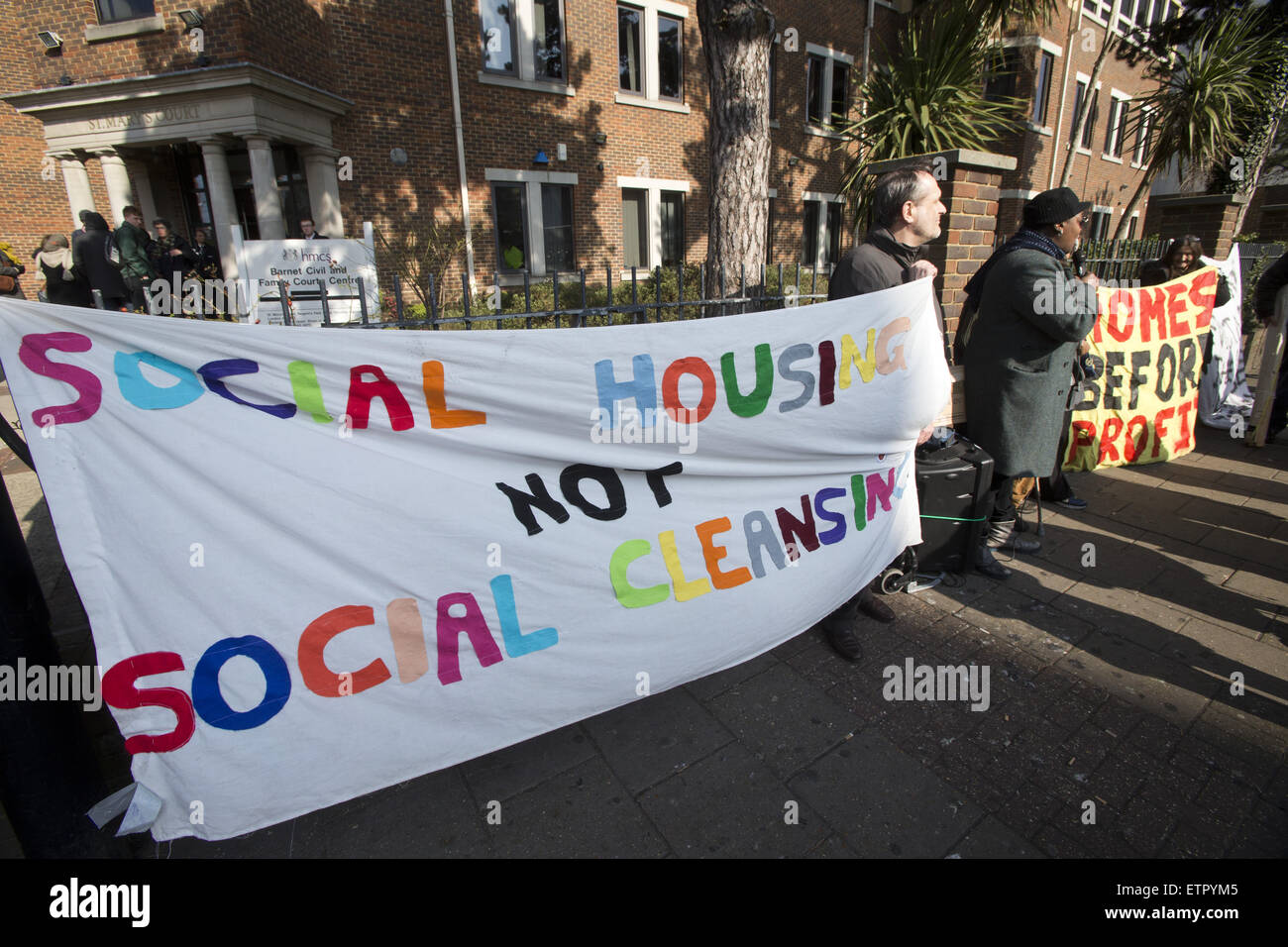 A protest is staged outside Barnet County Court against the eviction of ...