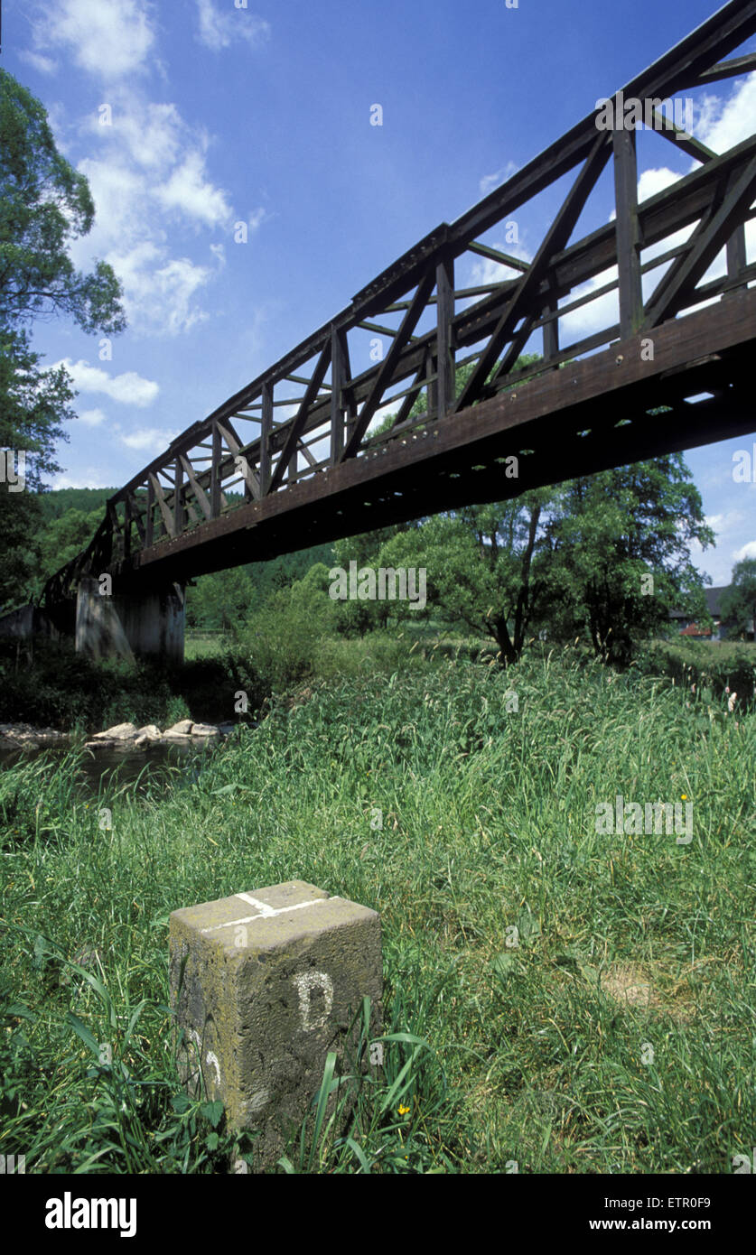 BEL, Belgium, Eastbelgium, bridge across the river Our in the village ...