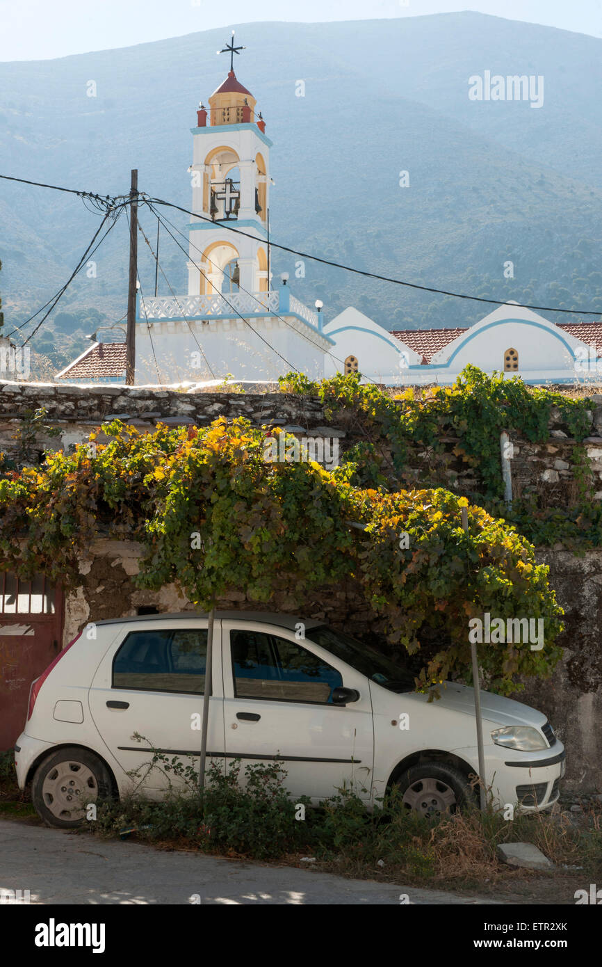 Greece, Rhodes, Embona, mountain village at the foot of the 1215-metre ...
