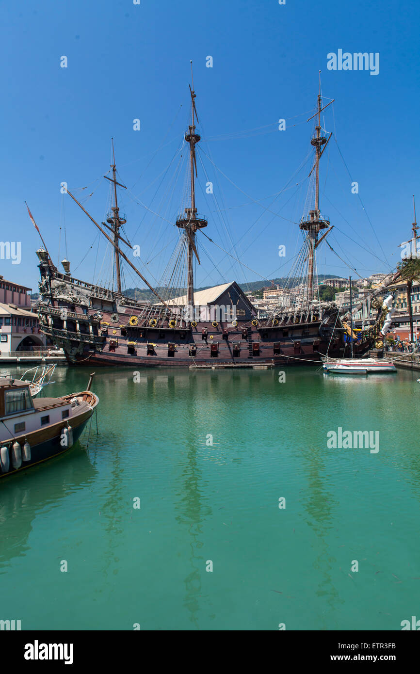 Il Galeone Neptune pirate ship in Genoa, Italy Stock Photo - Alamy