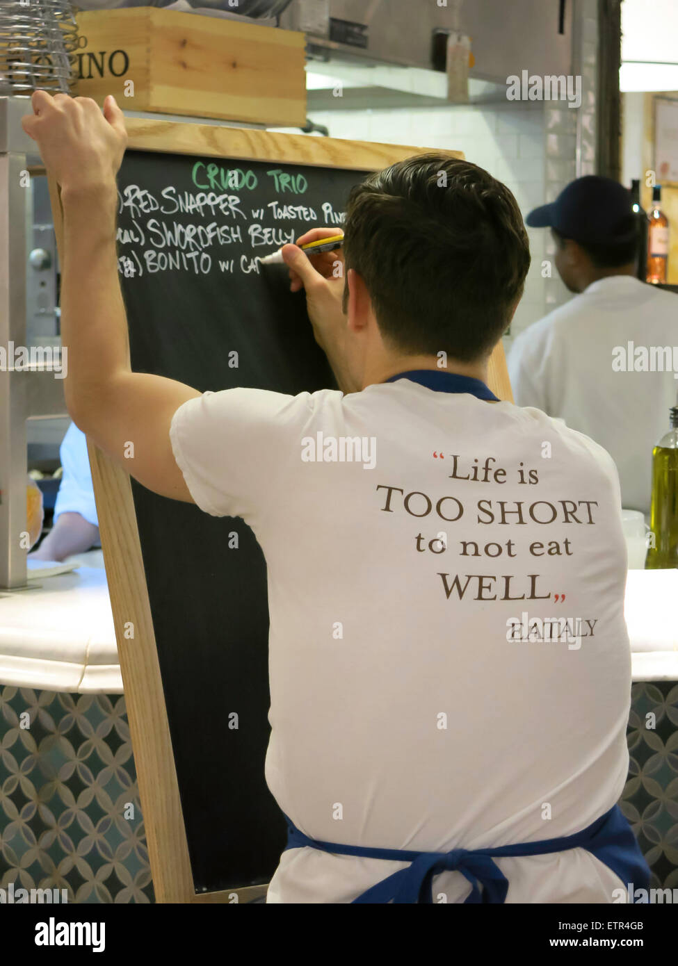 Male Employee Posting Handwritten Menu , Eataly Italian Marketplace ...