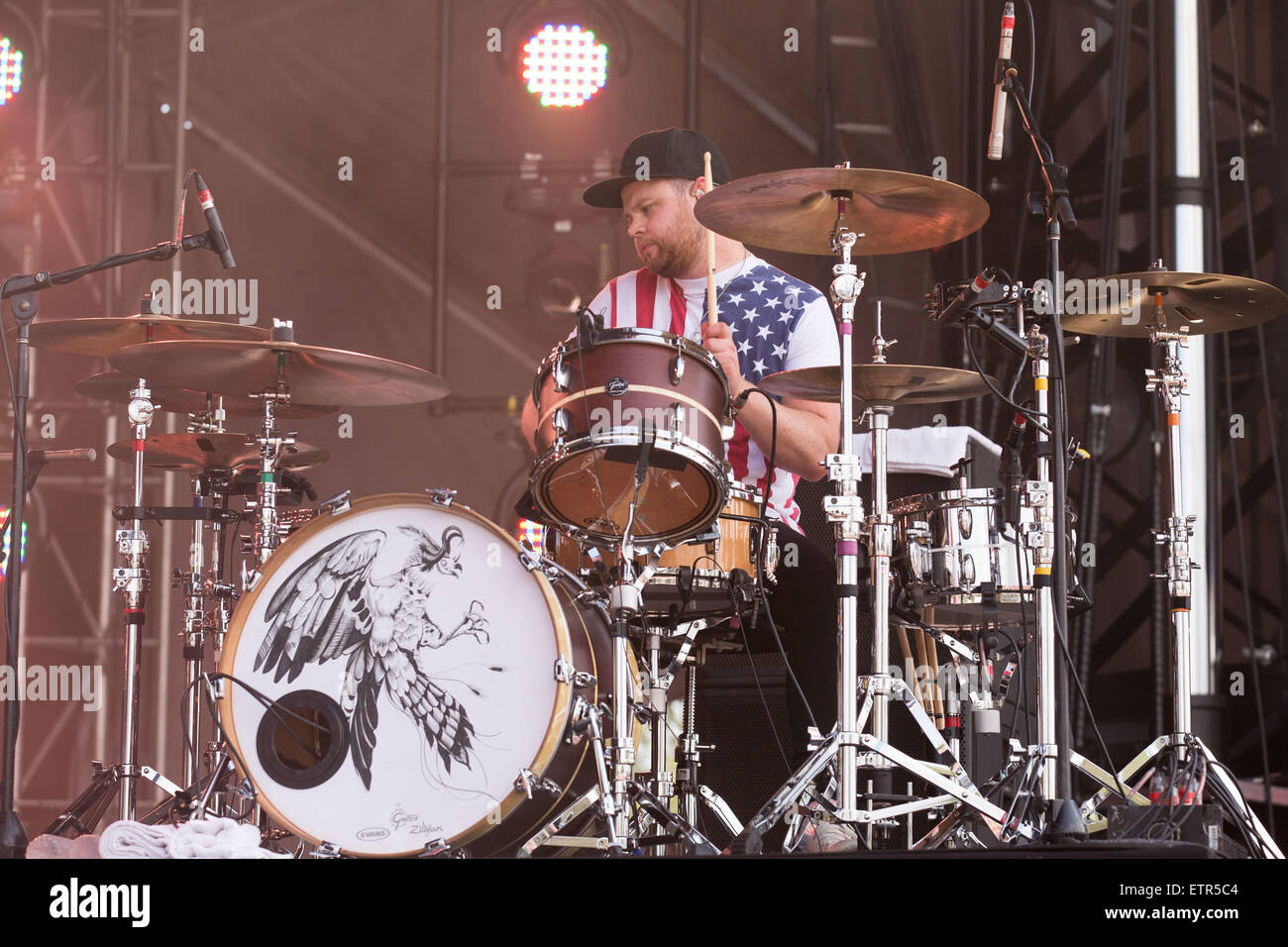 June 12, 2015 - Manchester, Tennessee, U.S - Drummer BEN THATCHER of ...