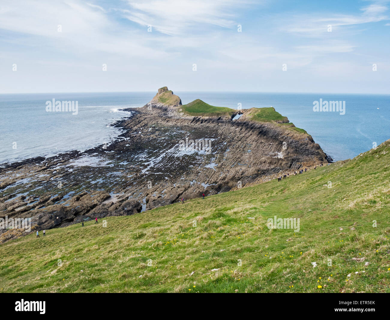 View along the outer Head of Worm's Head on the Gower Peninsula, Wales ...