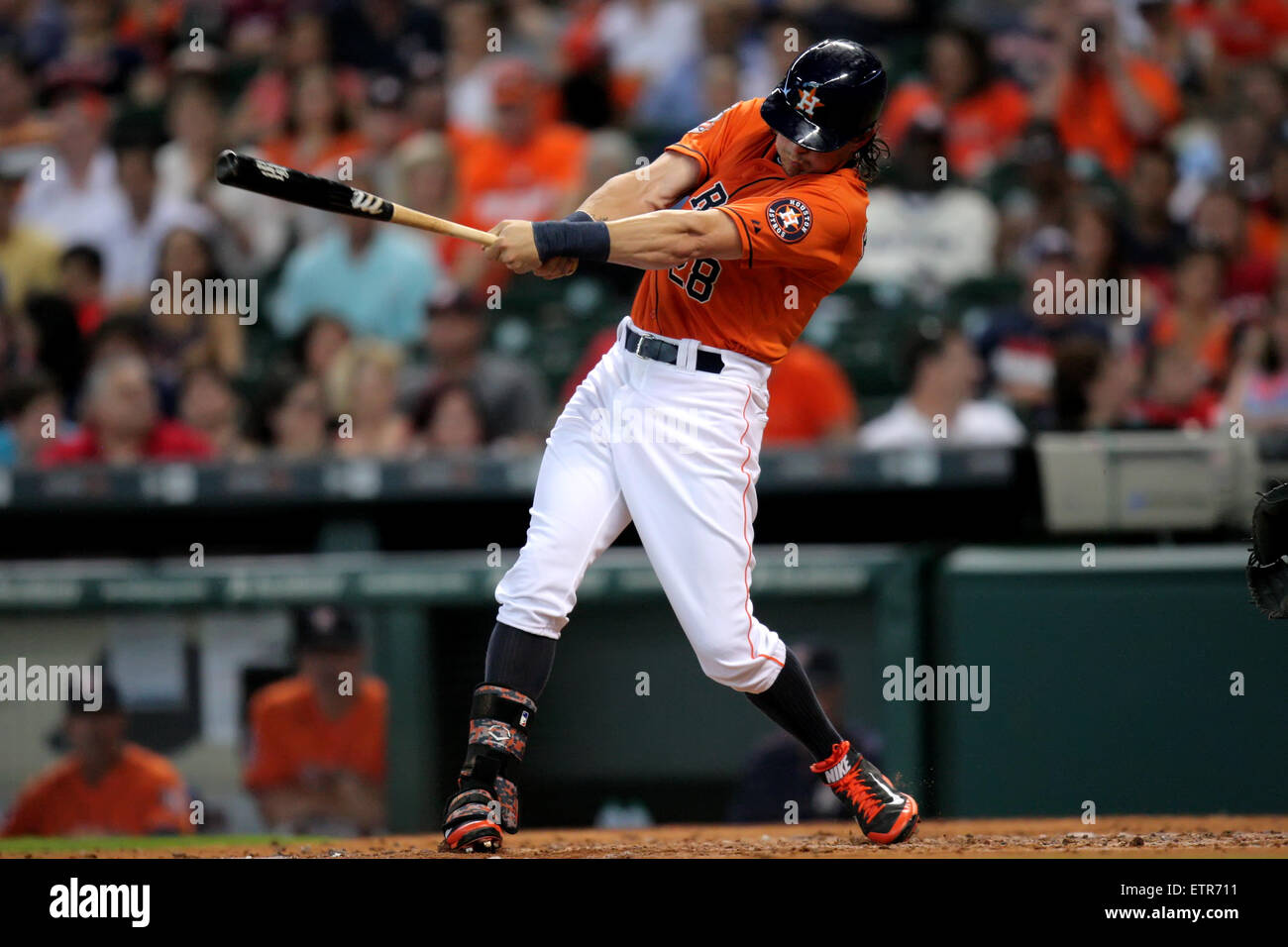 JUN 12 2015: Houston Astros left fielder Colby Rasmus #28 hits into a ...