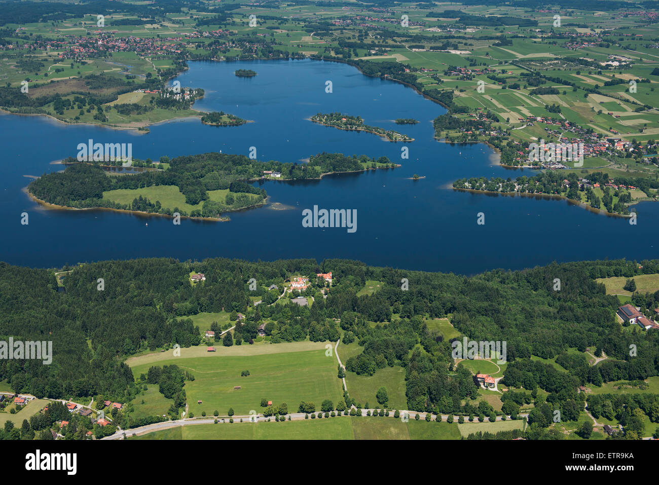 Lake Staffelsee, Murnau, Seehausen, Uffing, island, Upper Bavaria ...