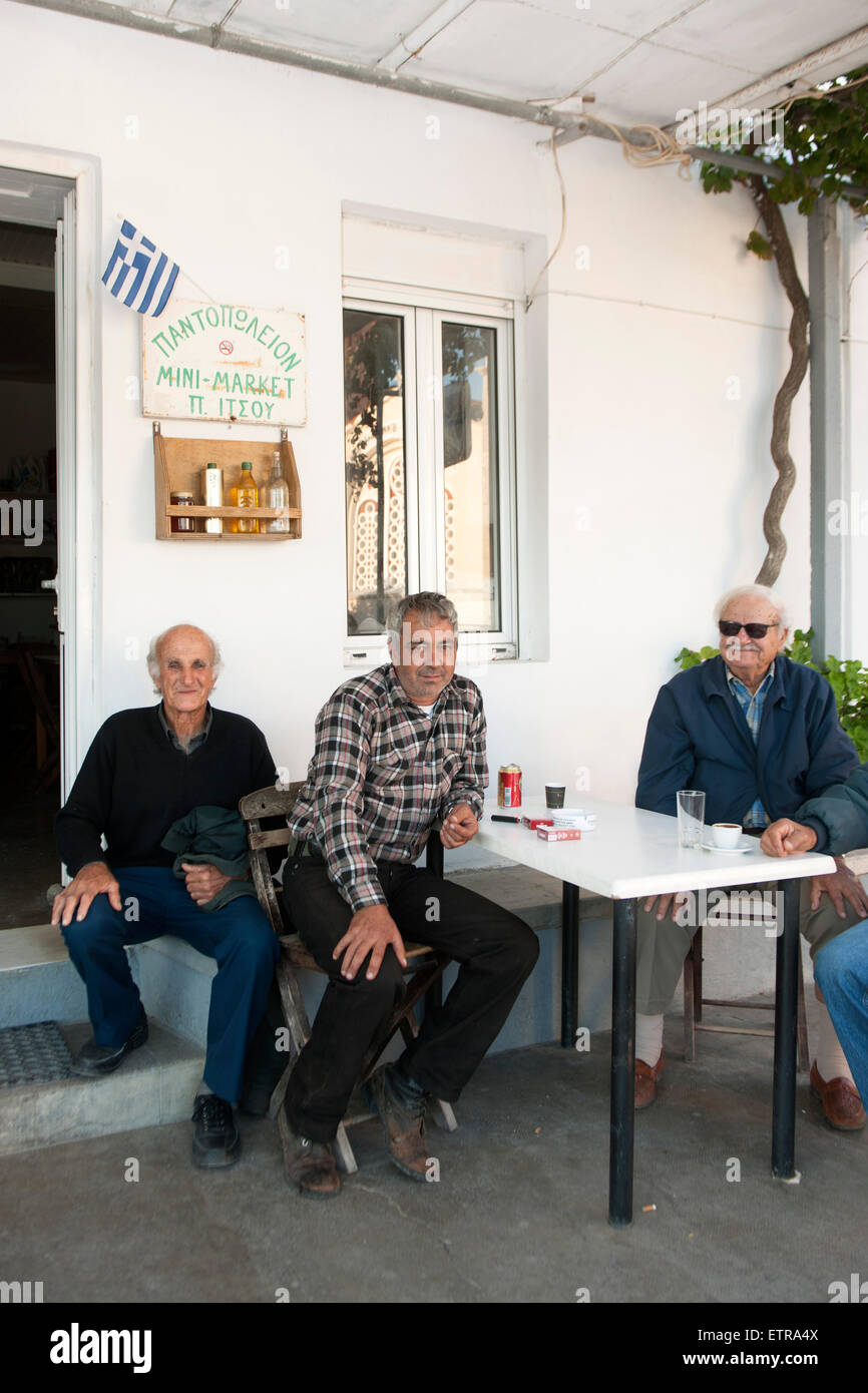 Greece, Rhodes, Siana, men in front of rural store Stock Photo - Alamy