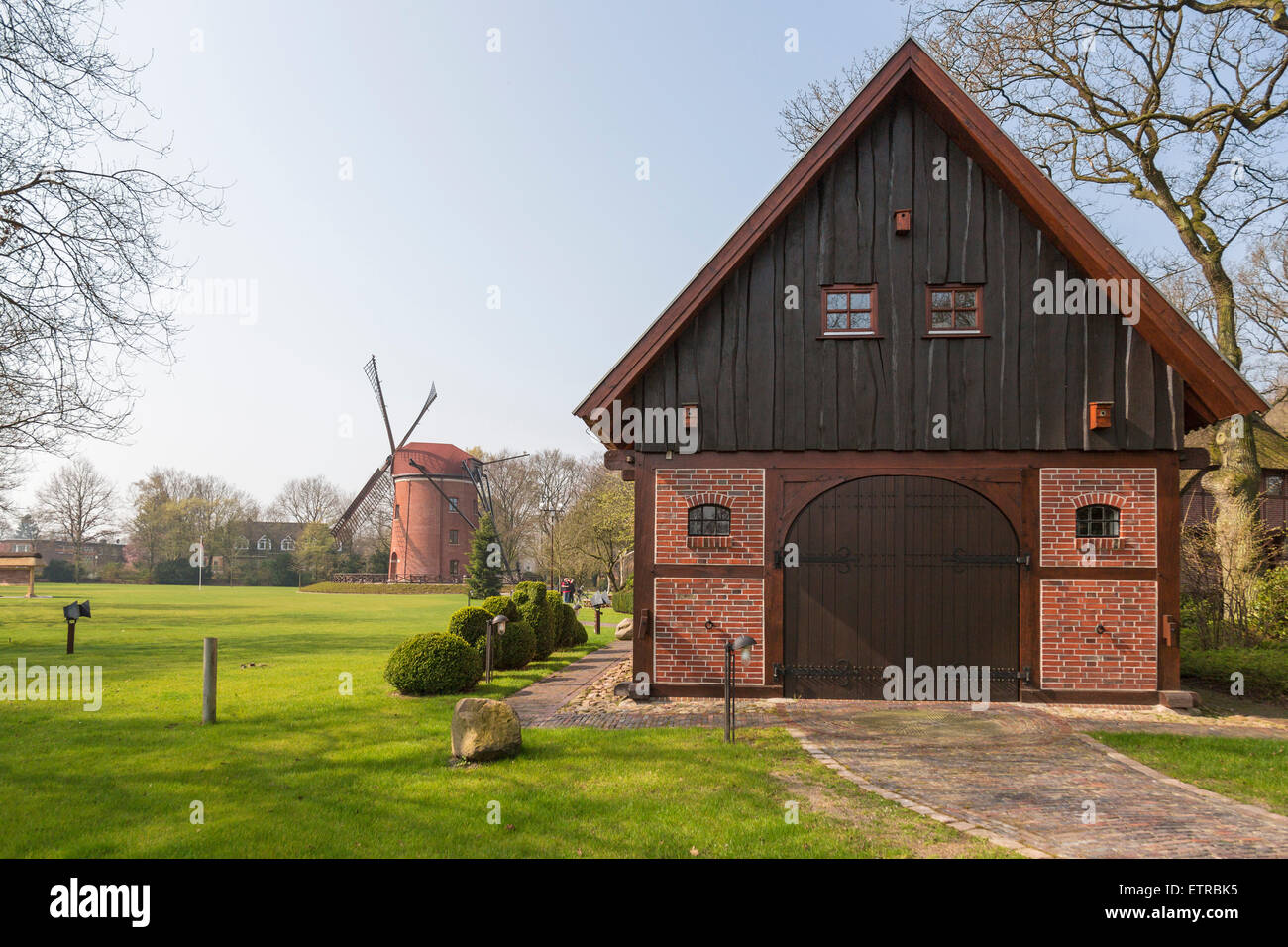 Anew built 'Rügenwalder Mühle' (windmill), Hallmark of sausages ...