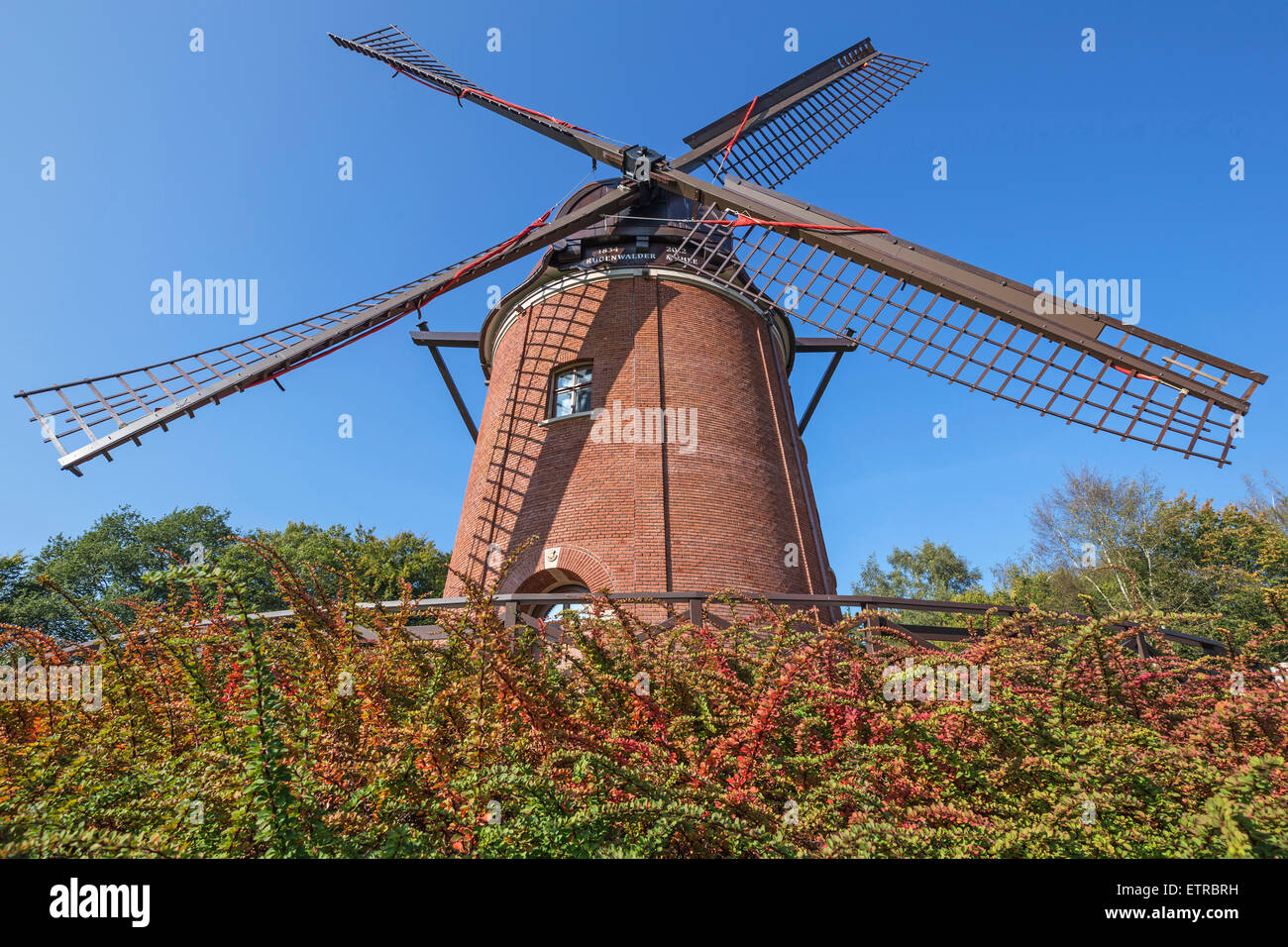 Anew built 'Rügenwalder Mühle' (windmill), Hallmark of sausages ...