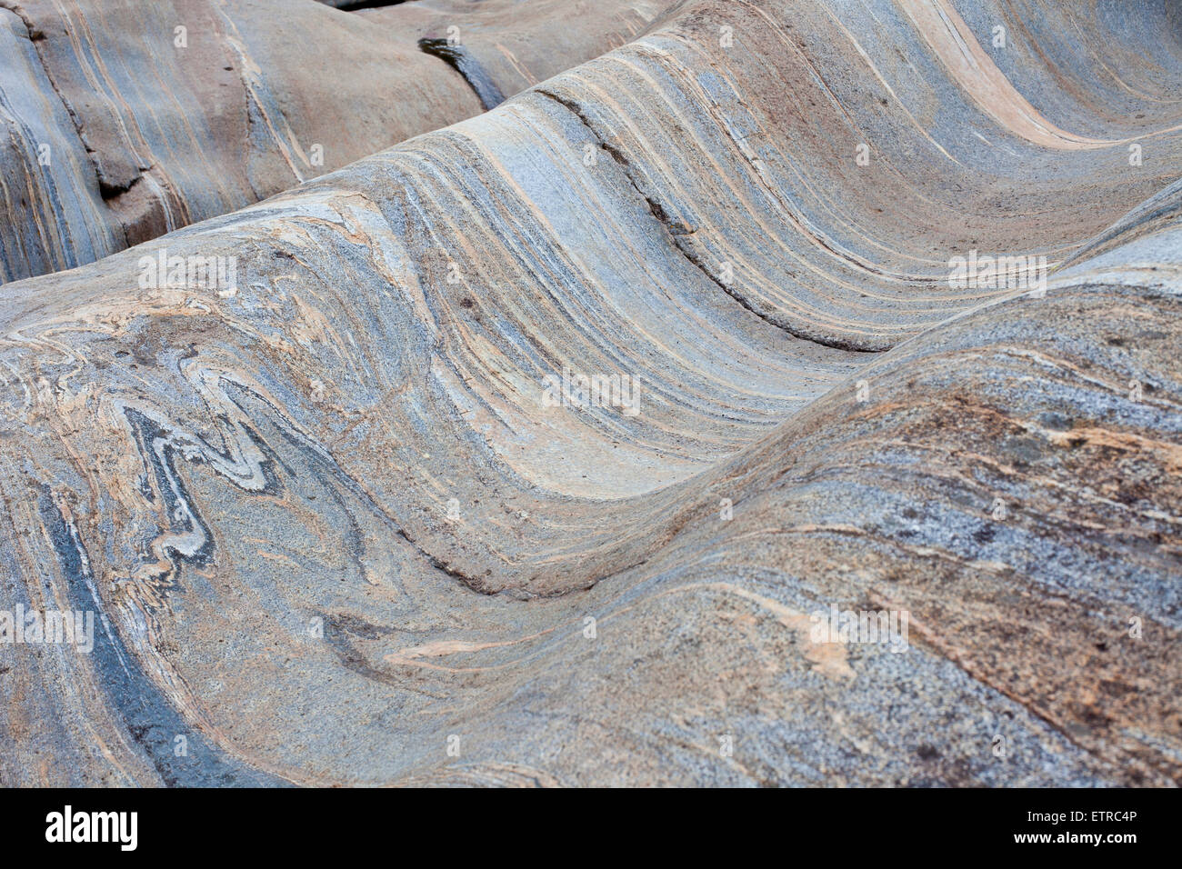 Wavy, by water abraded granite stones, Switzerland, Ticino, Verzascatal ...