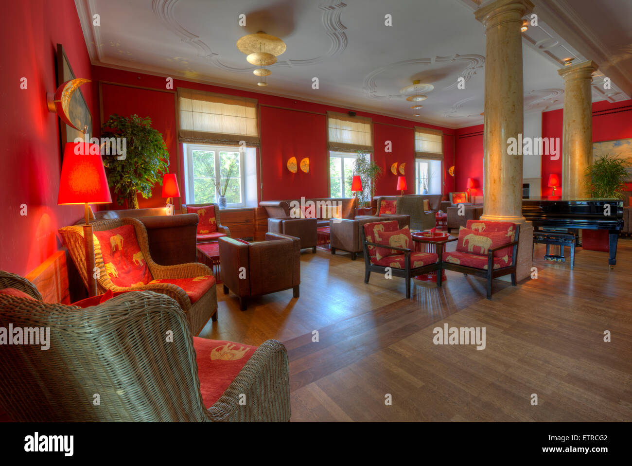 Fireside Bar, Elmau castle (Schloss Elmau), Upper Bavaria, Bavaria ...