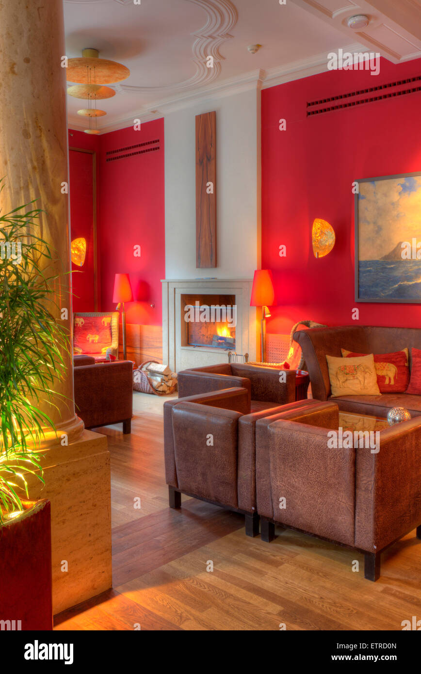 Fireside Bar, Elmau castle (Schloss Elmau), Upper Bavaria, Bavaria ...