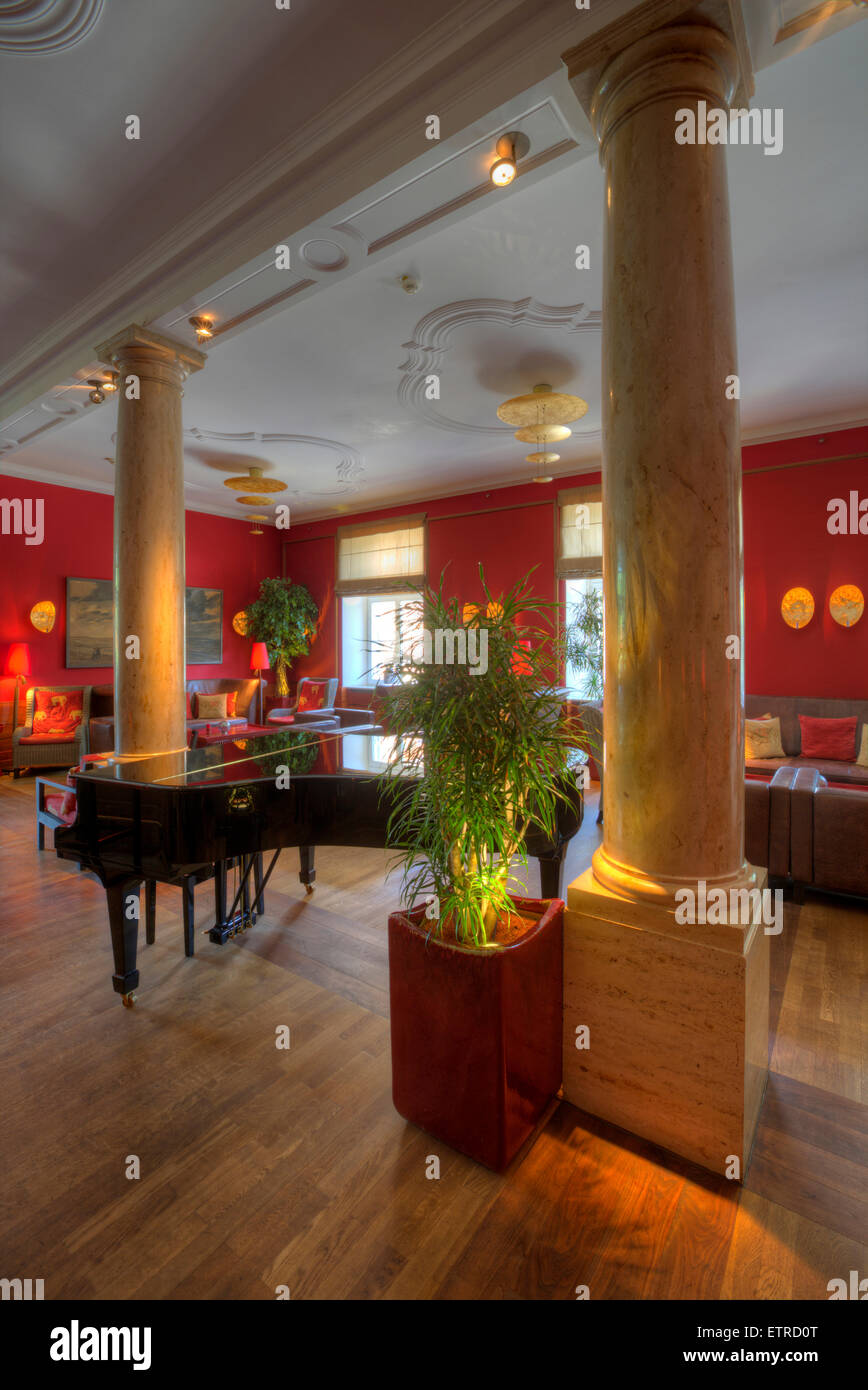 Fireside Bar, Elmau castle (Schloss Elmau), Upper Bavaria, Bavaria ...