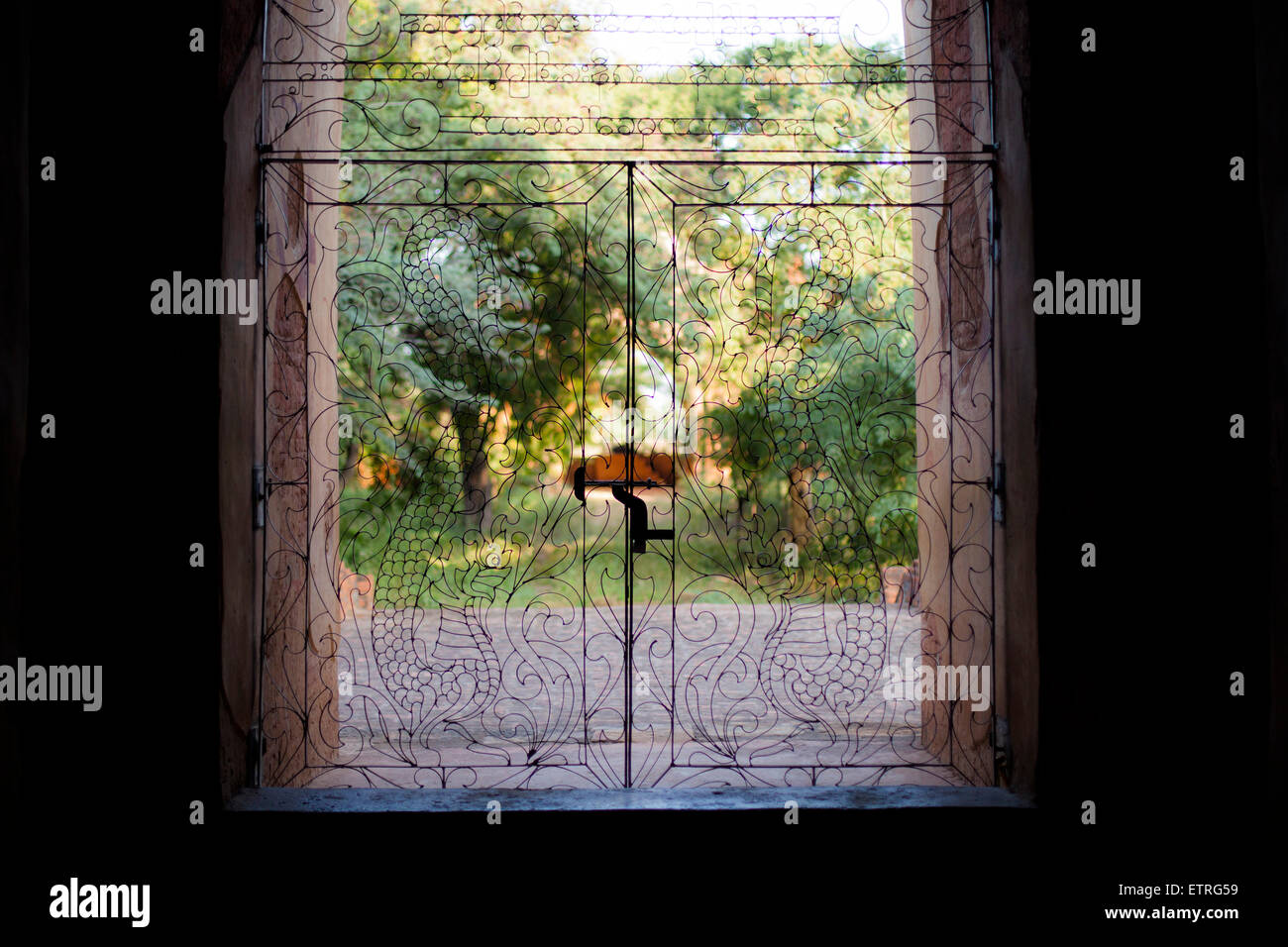 Pastel pattern at entrance gate to temple in Bagan, Myanmar Stock Photo ...