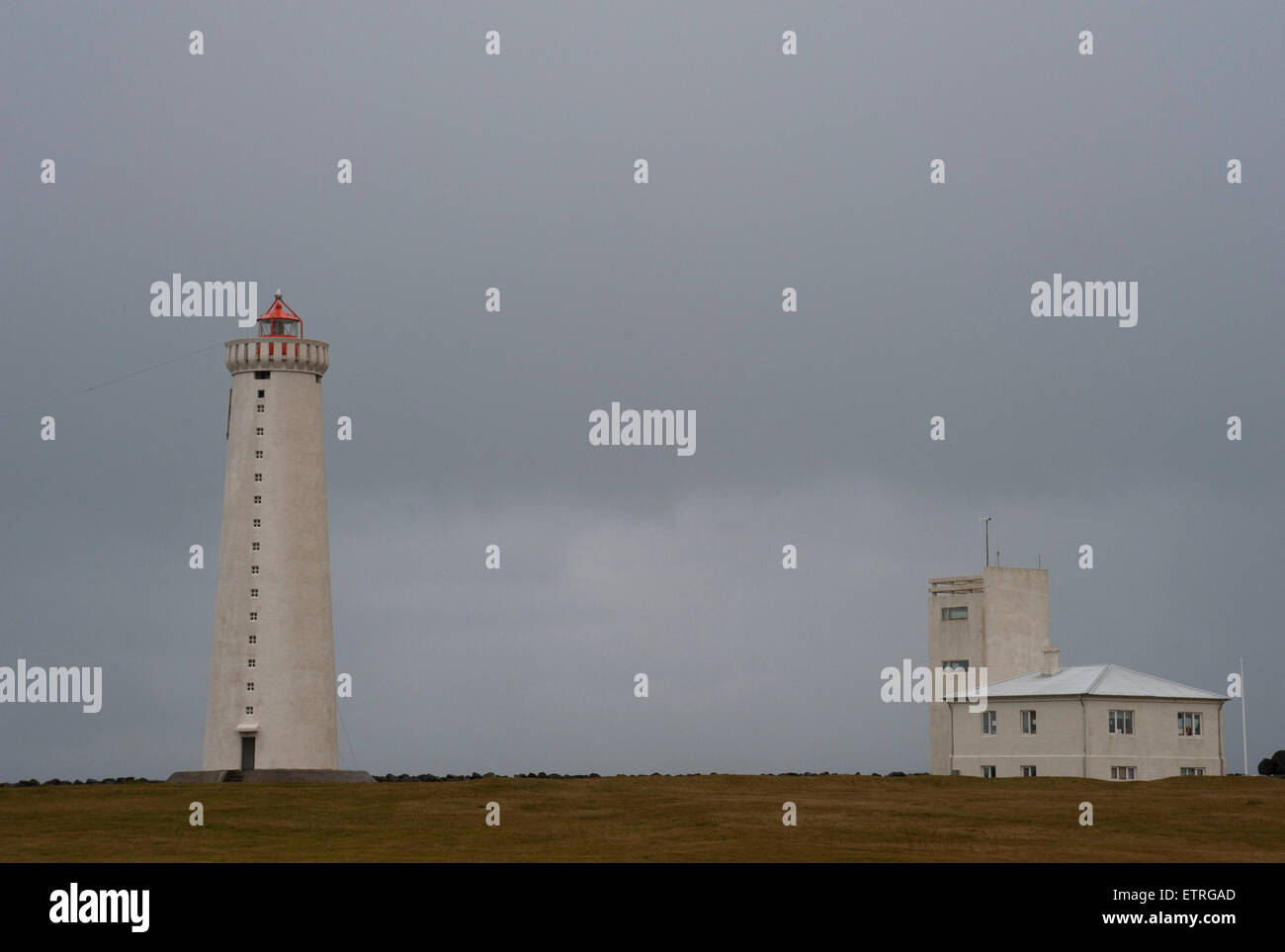 lighthouse Gardskagi, Reykjanes Peninsula, South West Iceland Stock ...