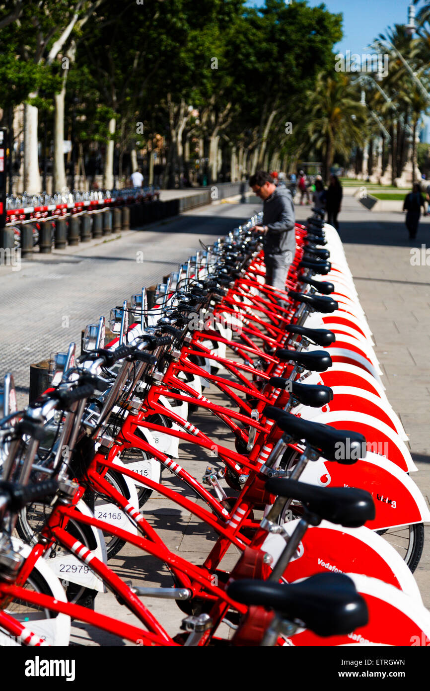 Bicycle rental in Barcelona, Spain Stock Photo - Alamy