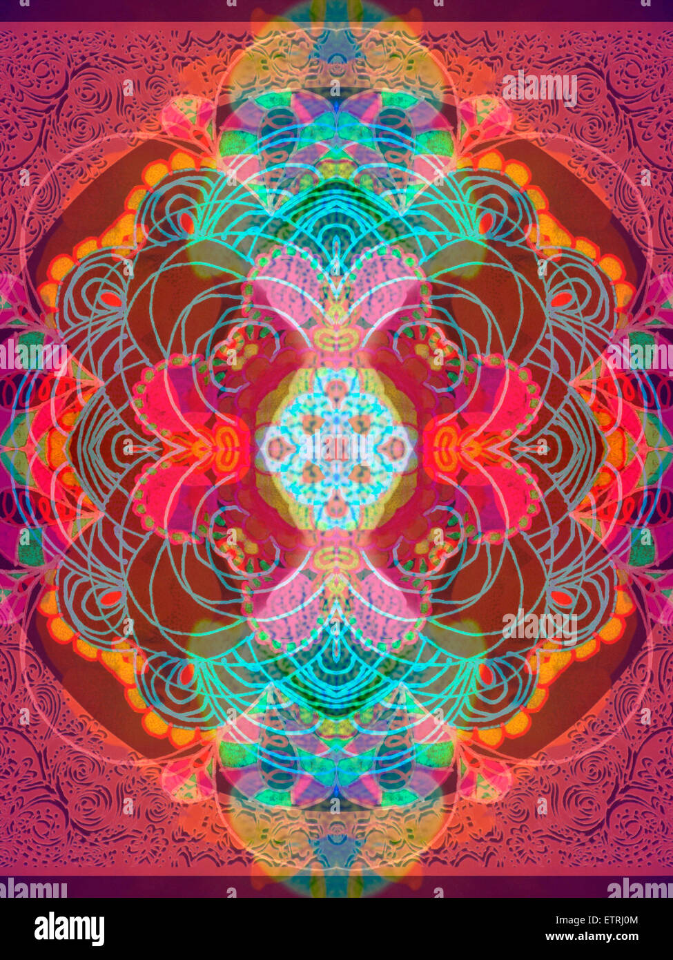 a mandala ornament from flowers and drawings Stock Photo - Alamy