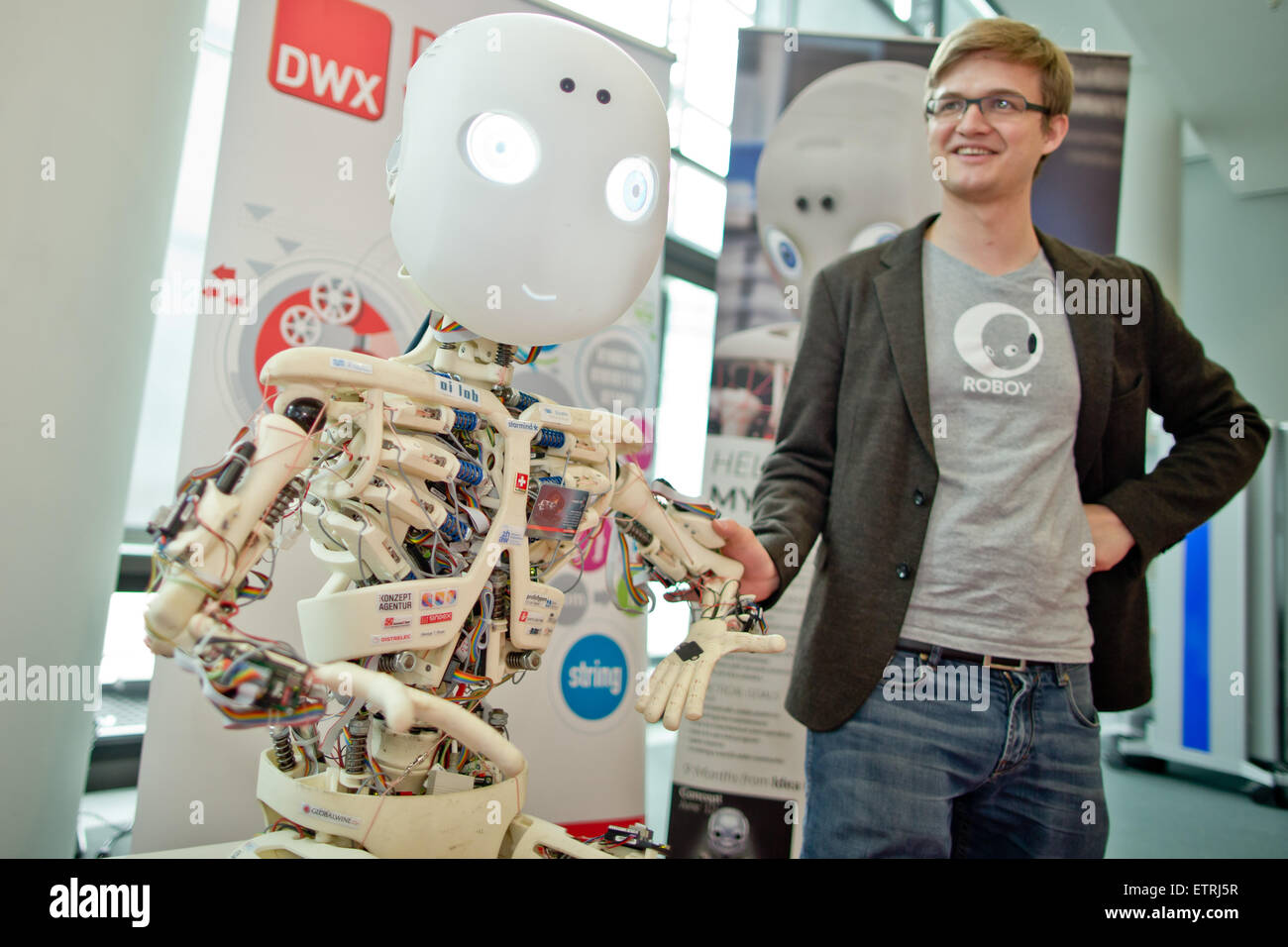 Rafael Hostettler, researcher and head of the 'Roboy' project, poses ...