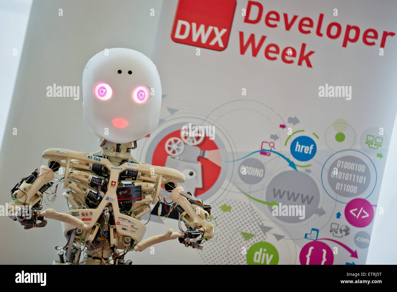 A humanoid robot named 'Roboy' is presented during the 'DWX - Developer ...