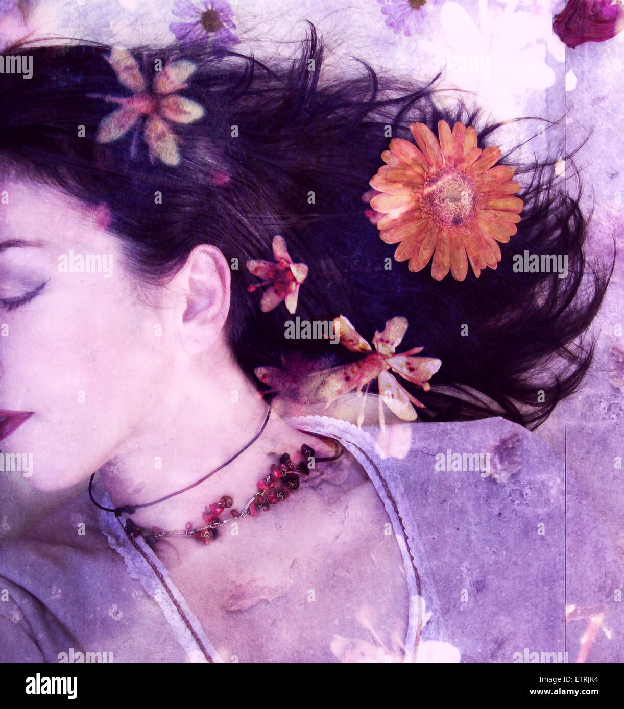 A Floral Montage of gilliflowers on an open Book Stock Photo - Alamy