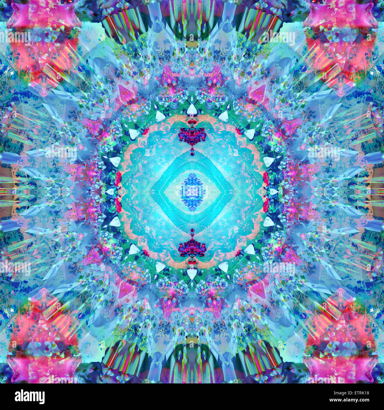 a blue water mandala from flower photographs Stock Photo - Alamy
